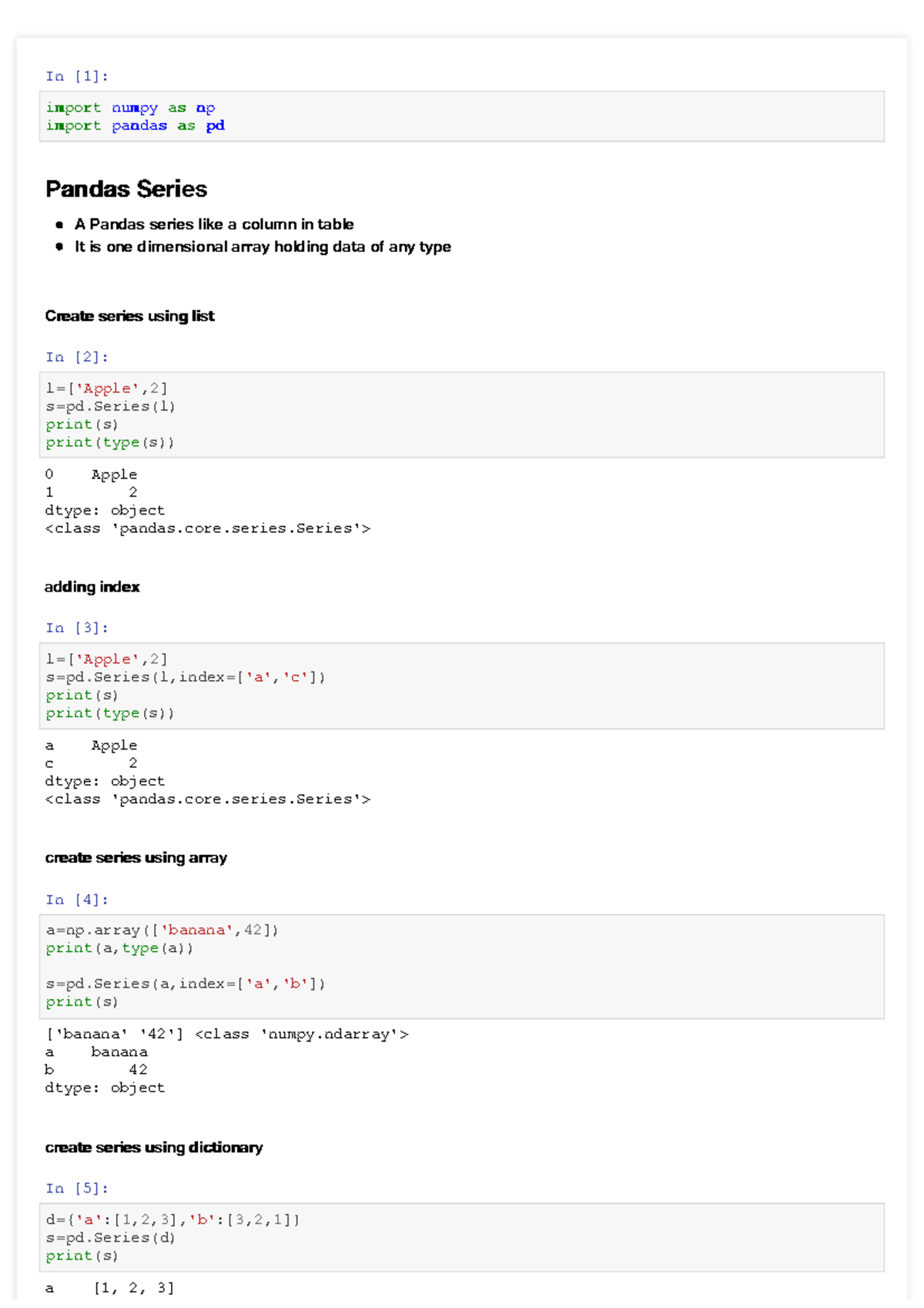 Pandas pdf - its a library srvice - In [1]: import import numpynumpy ...