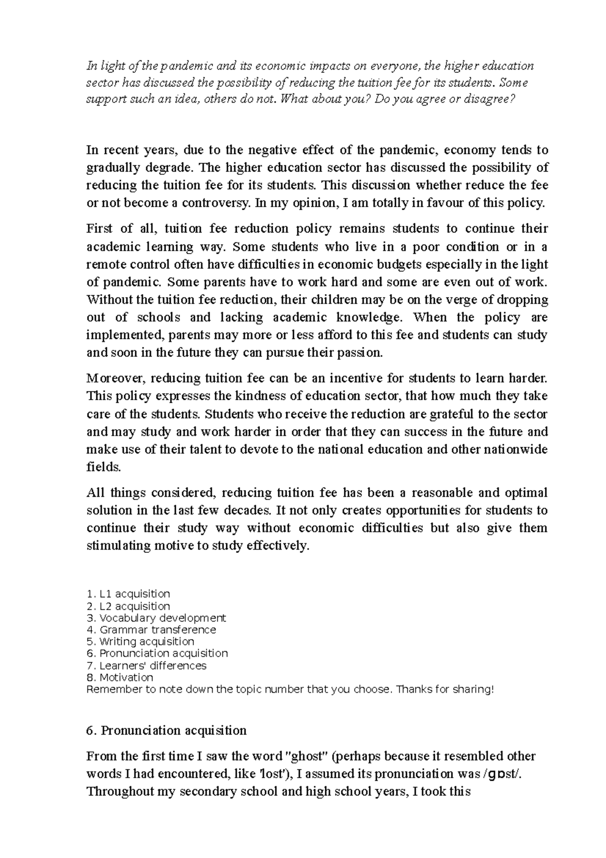 Reducing tuition fee - Hope it can help people learning English - In ...