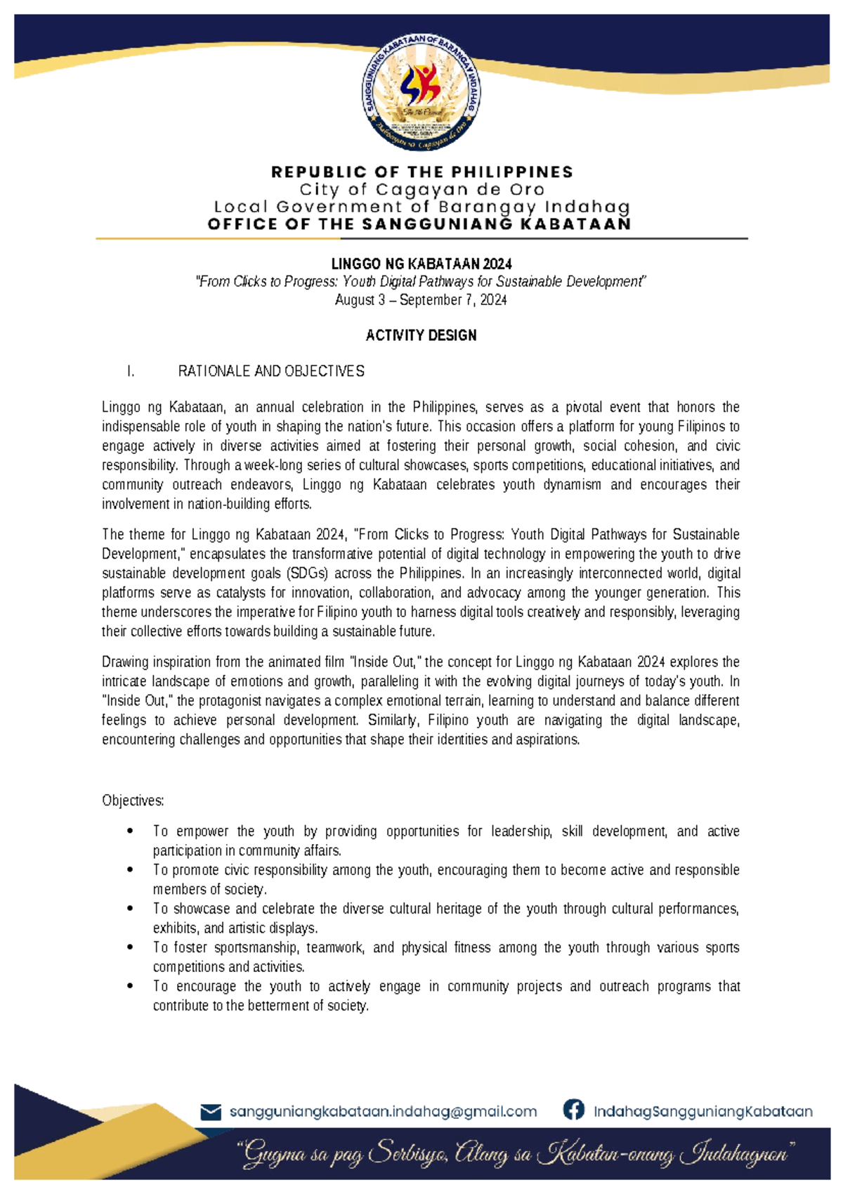 Linggo ng Kabataan 2024: Program Design Template for Youth Activities ...