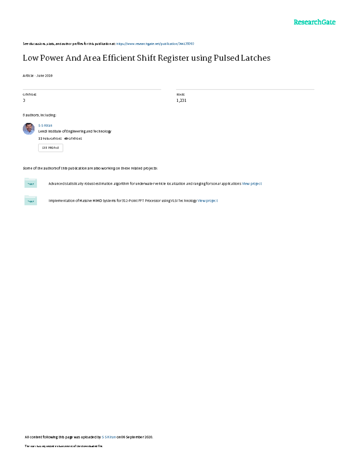 Low Power Design of Shift Register using Pulsed Latches - ECE Project ...