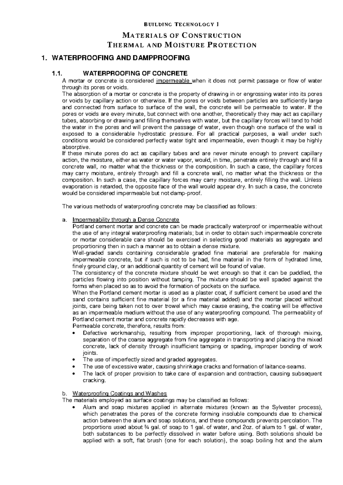 Building Technology 1: Thermal & Moisture Protection Techniques - Studocu
