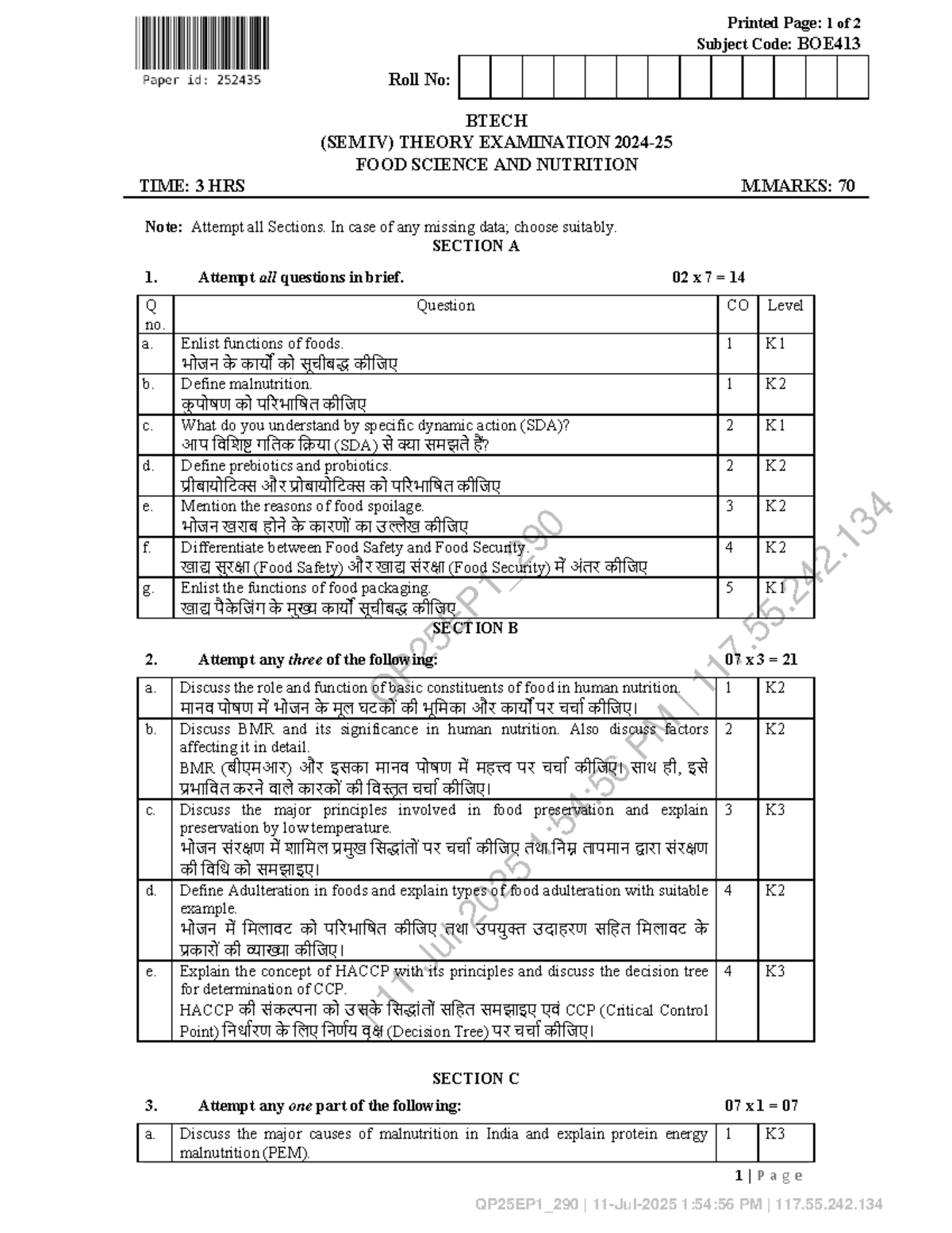 BOE413 Food Science and Nutrition Theory Exam Notes - Studocu