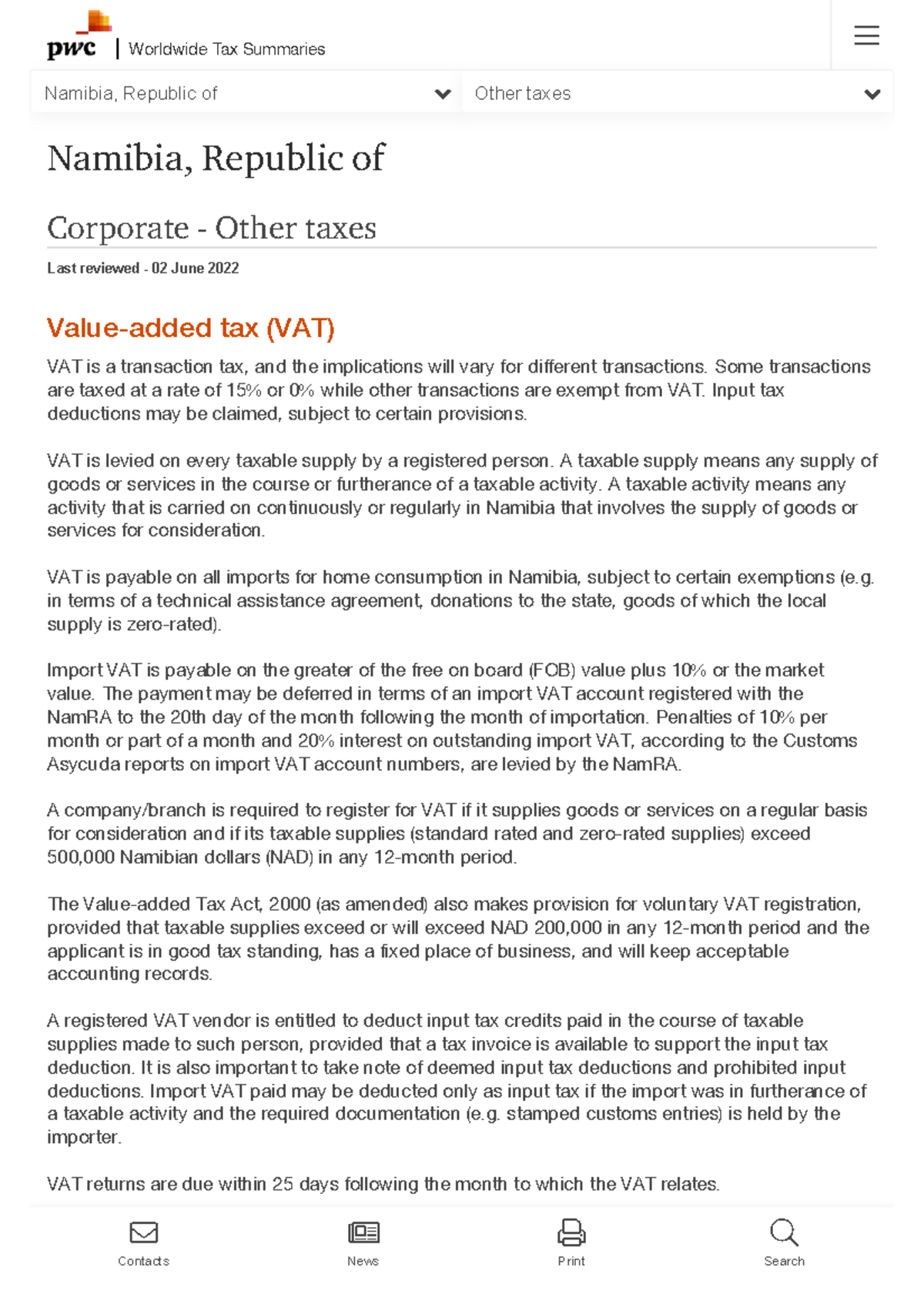 Namibia VAT Overview - Taxation 1b Practice Material 2022 Guide - Studocu