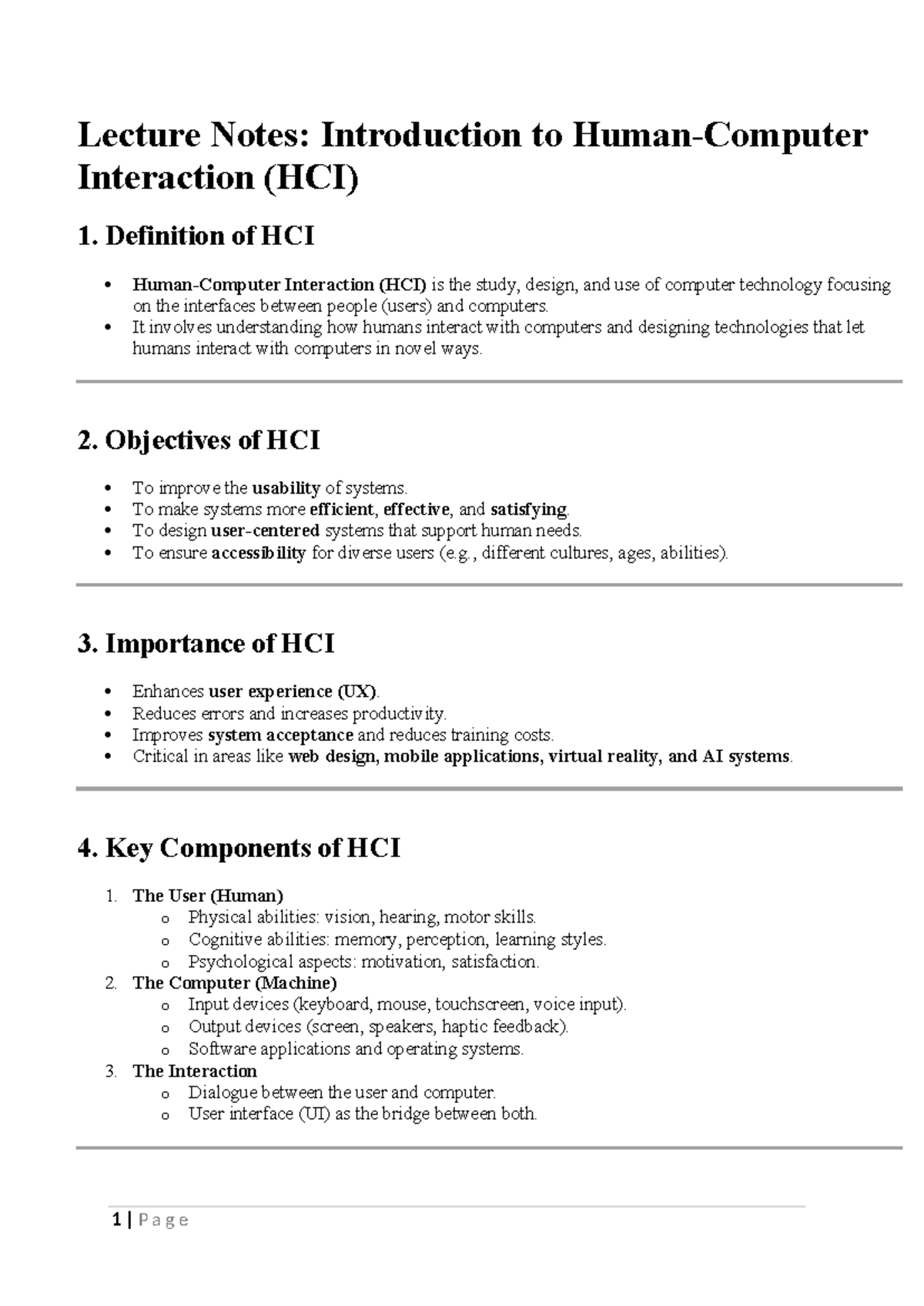 Lecture Notes: Introduction to Human-Computer Interaction (HCI) - Studocu