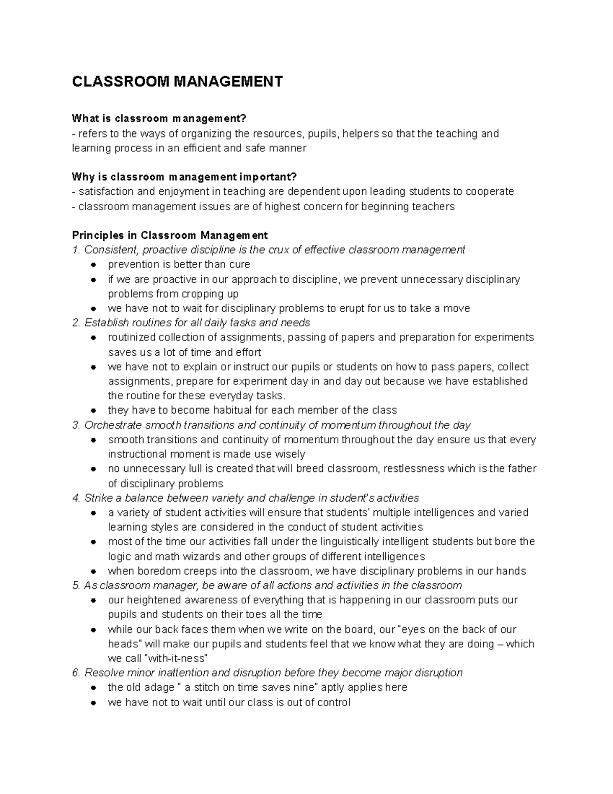 Classroom Management Techniques AND Strategies - CLASSROOM MANAGEMENT ...