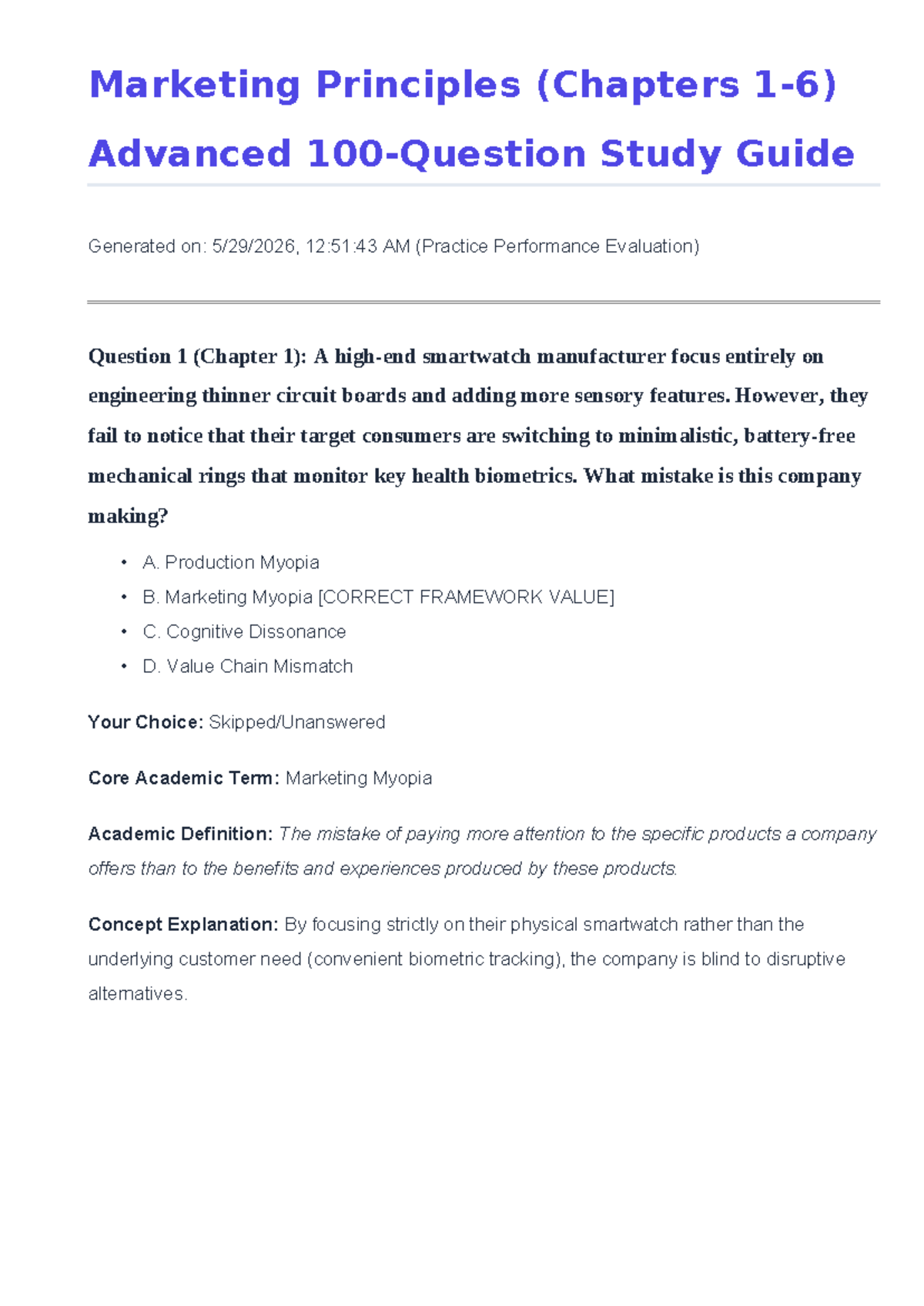 Marketing Principles (MKT 301) Advanced Application Study Guide - Studocu