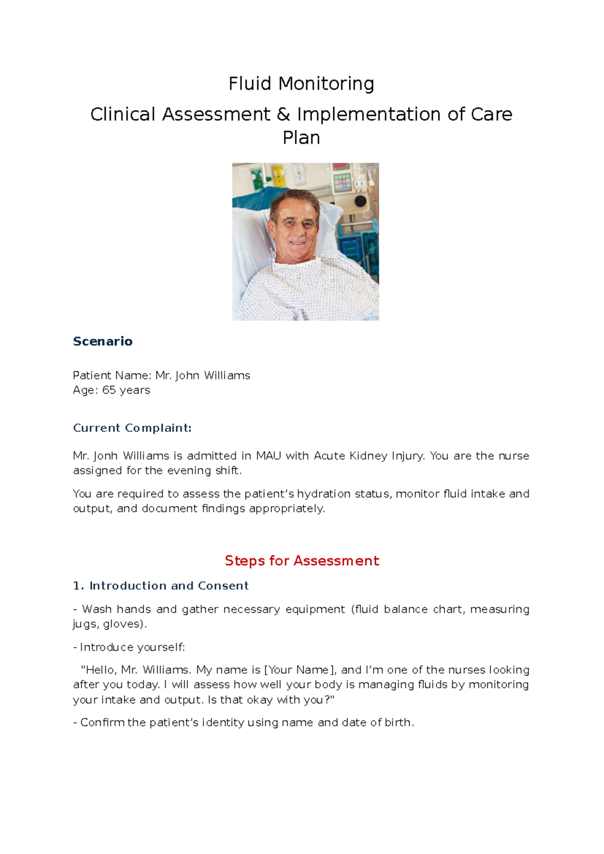 Fluid Monitoring - Case Study - Fluid Monitoring Clinical Assessment ...