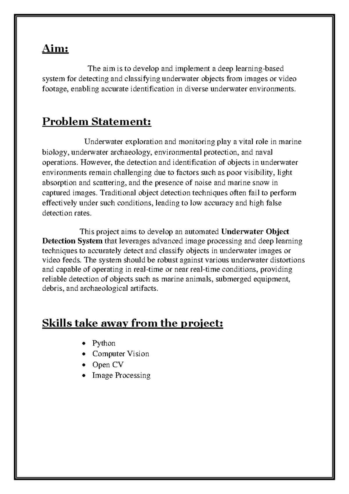 Deep Learning for Underwater Object Detection: Project Overview (CS101 ...