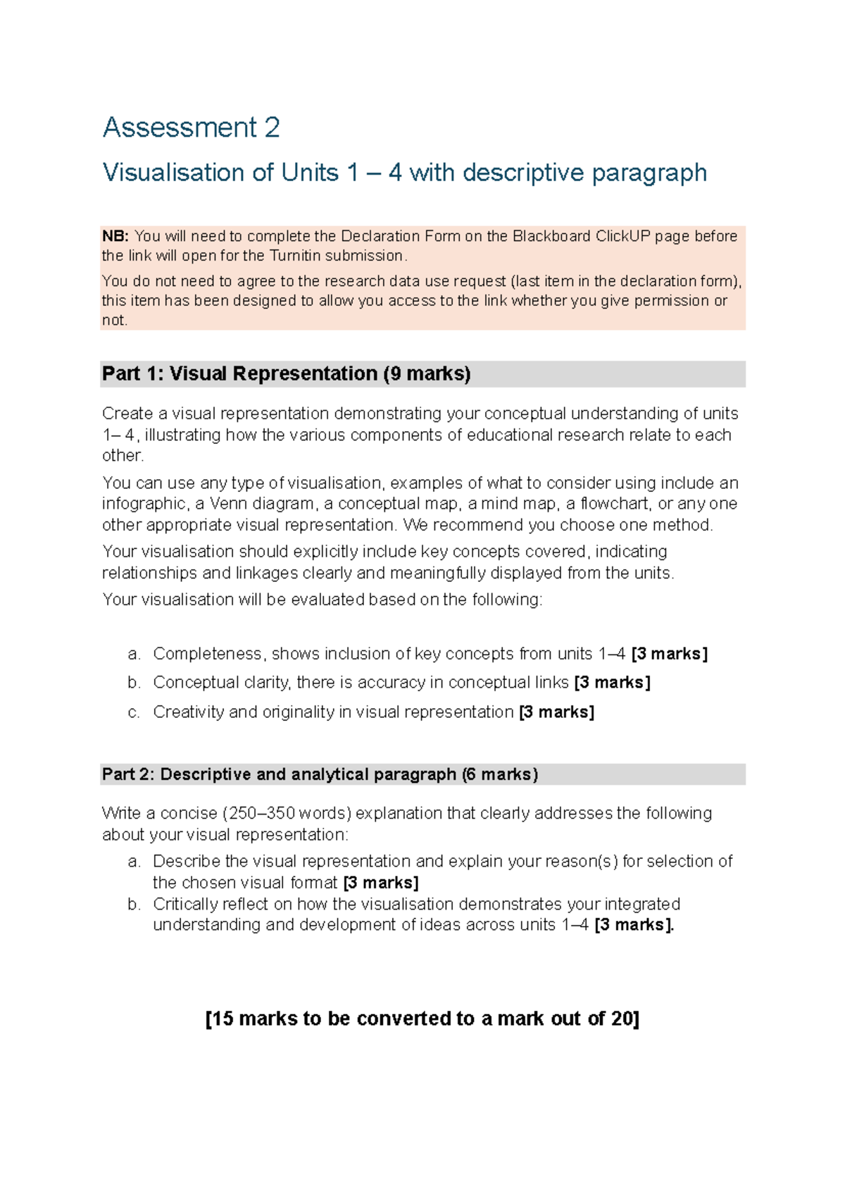 Assessment 2: Visualisation of Units 1-4 - Studocu