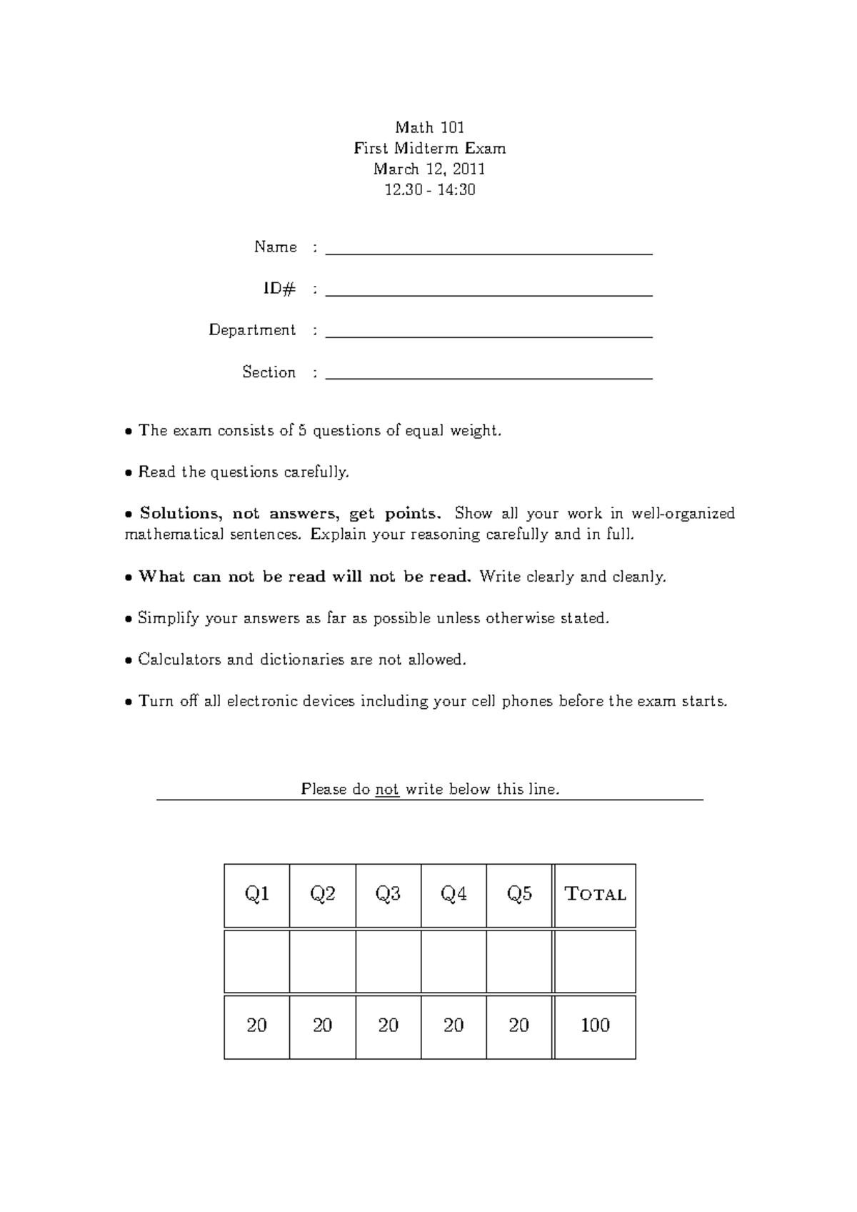 Math101 Midterm Exam Review: Key Concepts & Practice Questions - Studocu