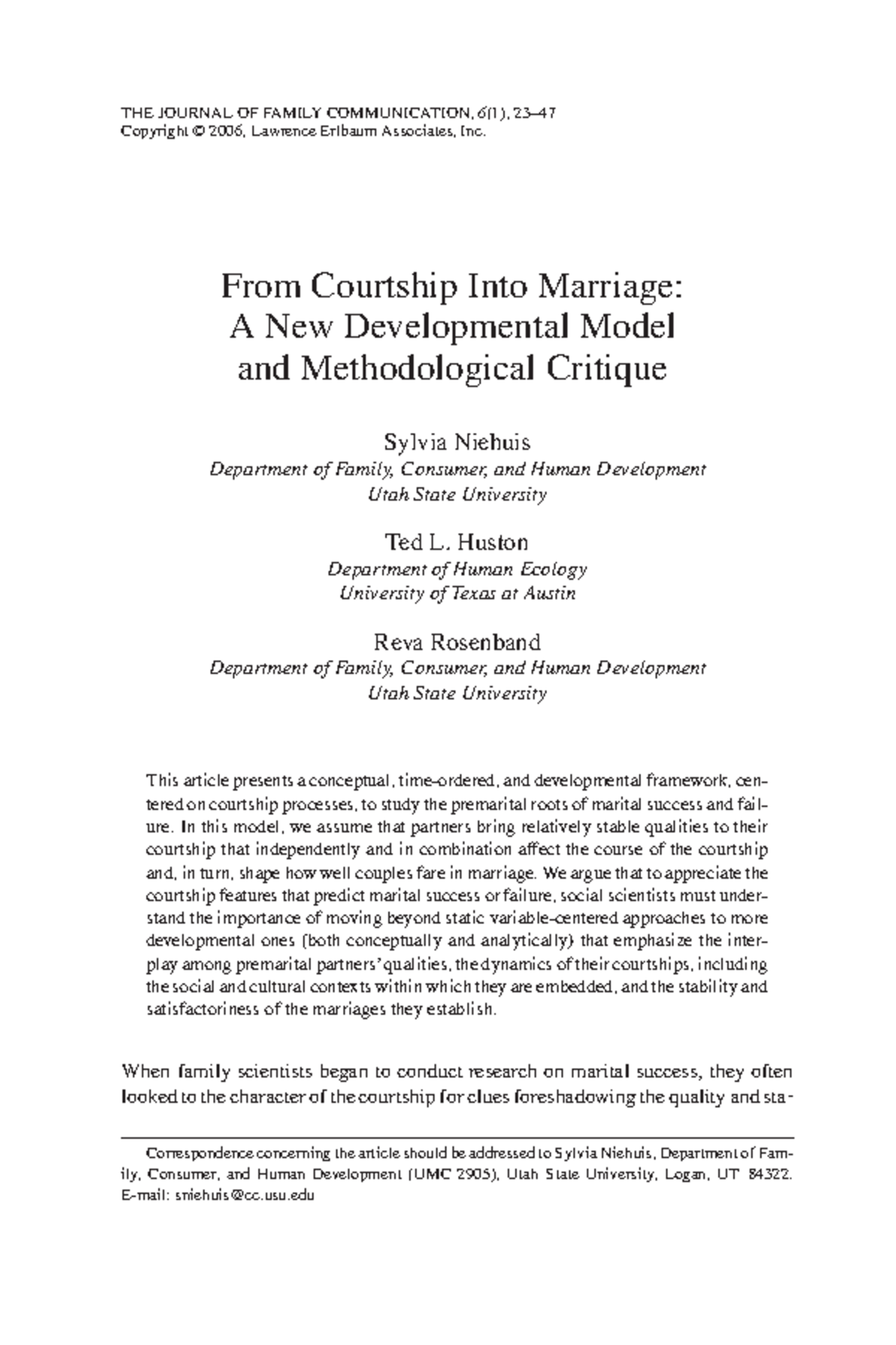From Courtship to Marriage: A Developmental Model & Critique - Studocu