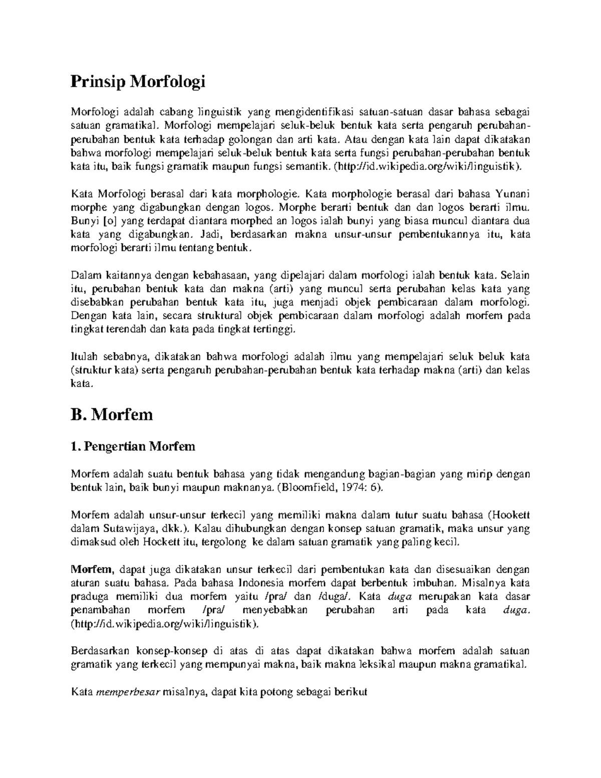 Prinsip Morfologi - Prinsip Morfologi Morfologi adalah cabang ...