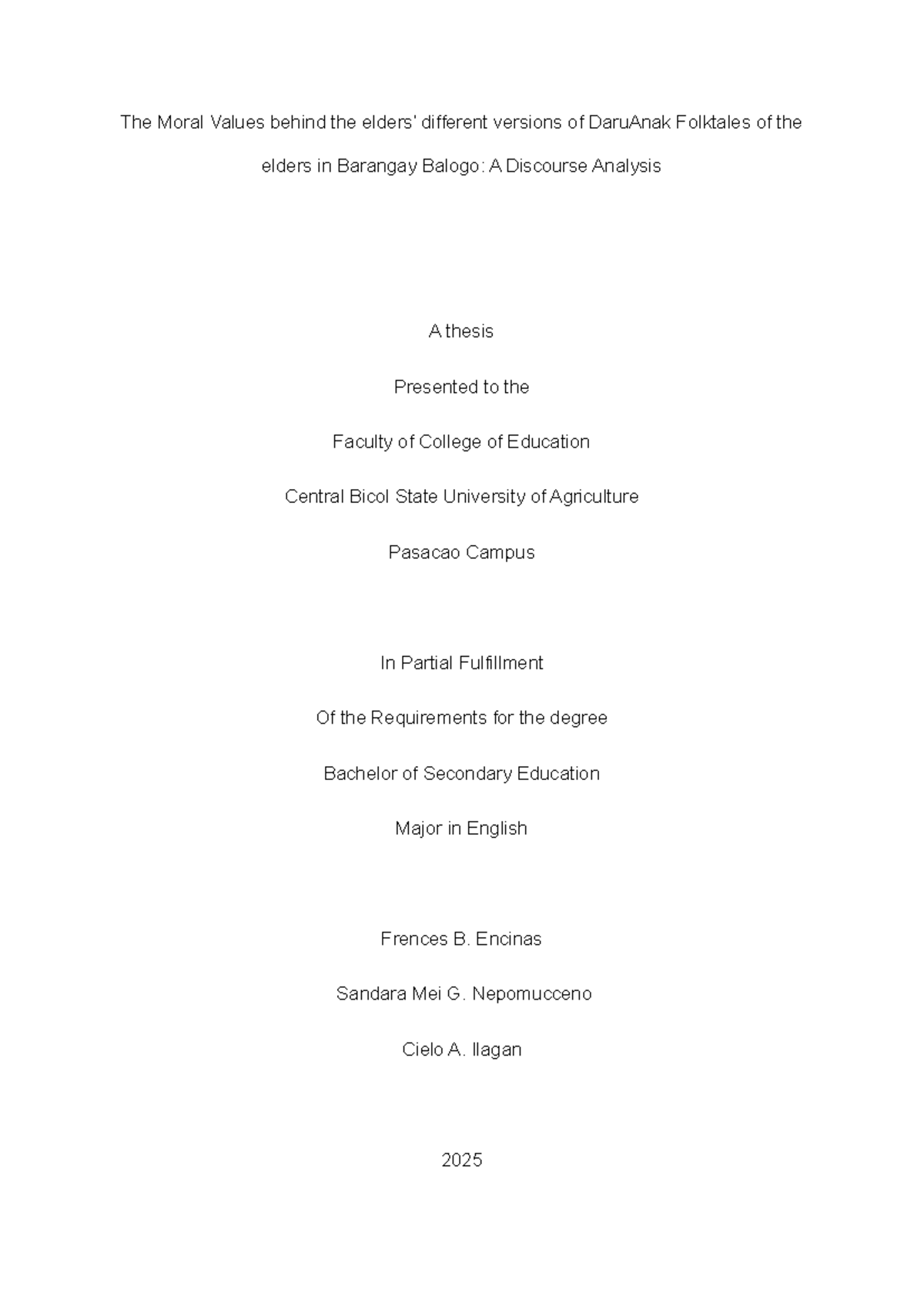 Moral Values in DaruAnak Folktales: A Discourse Analysis (BSE 2025 ...