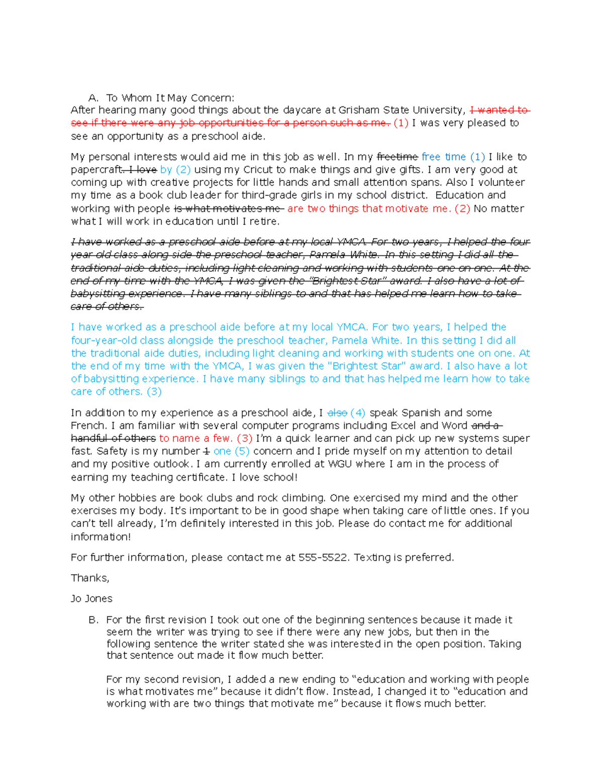 Task 3 - D269 Writing with a Strategy: Application Letter Revision ...