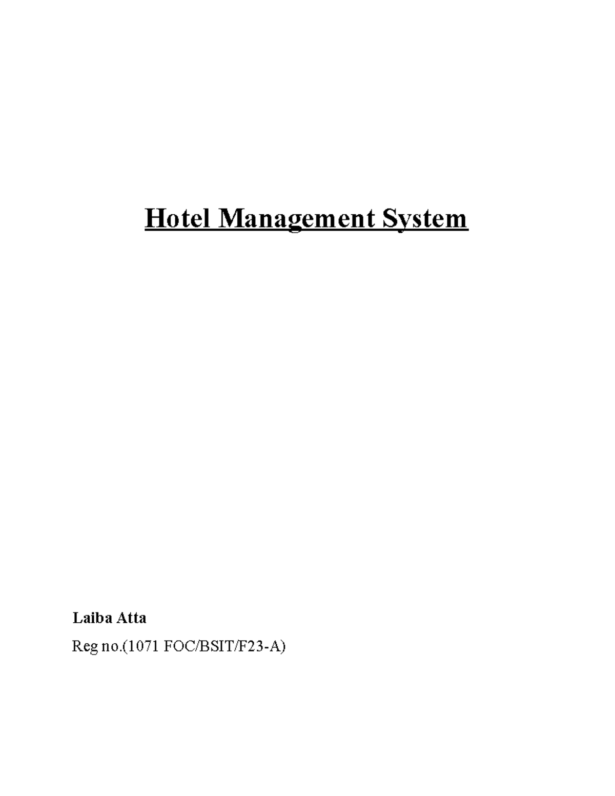 SE-321 OOAD Case Study: Hotel Management System Overview - Studocu