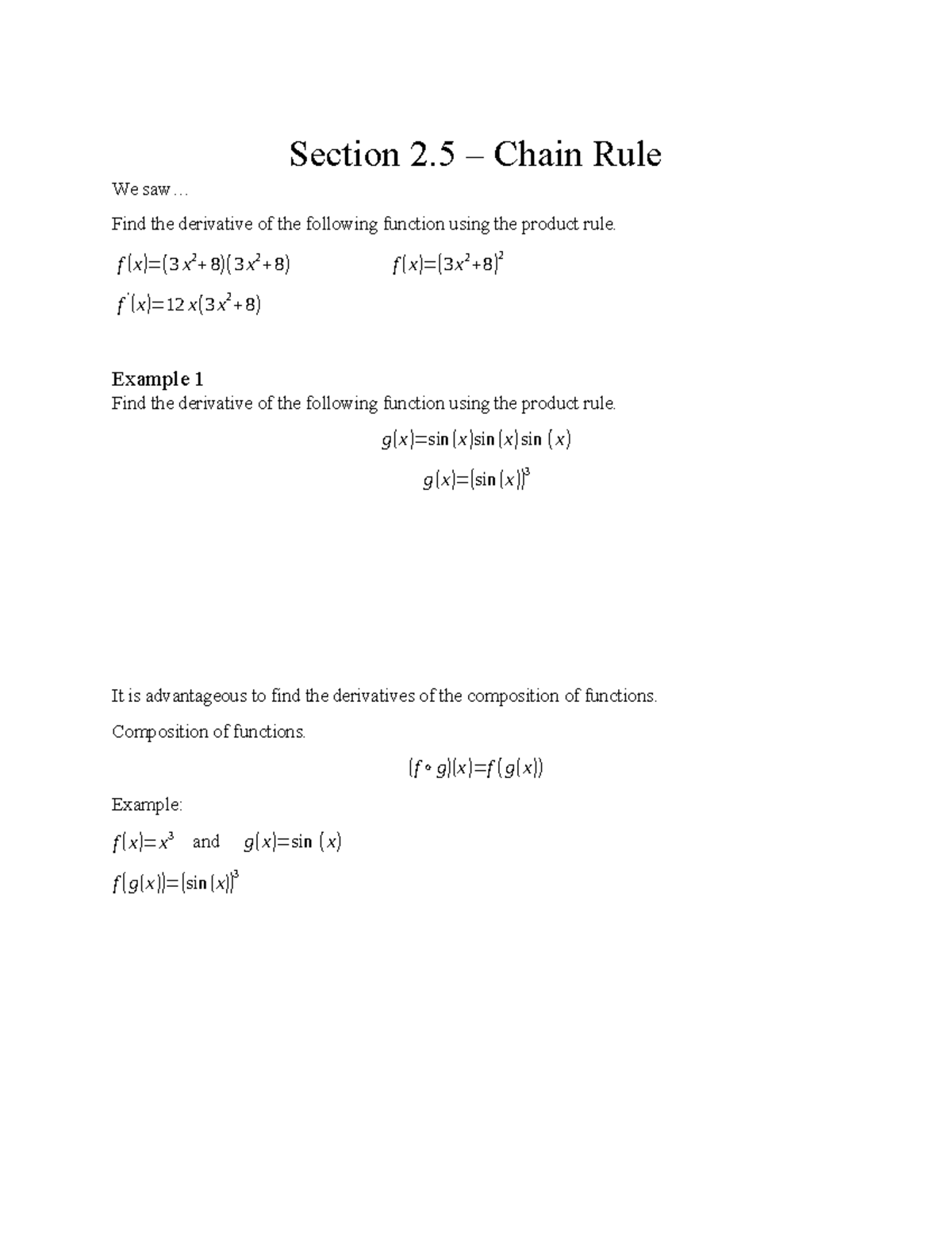 Calculus 101: Derivatives - Chain Rule & Product Rule Notes - Studocu