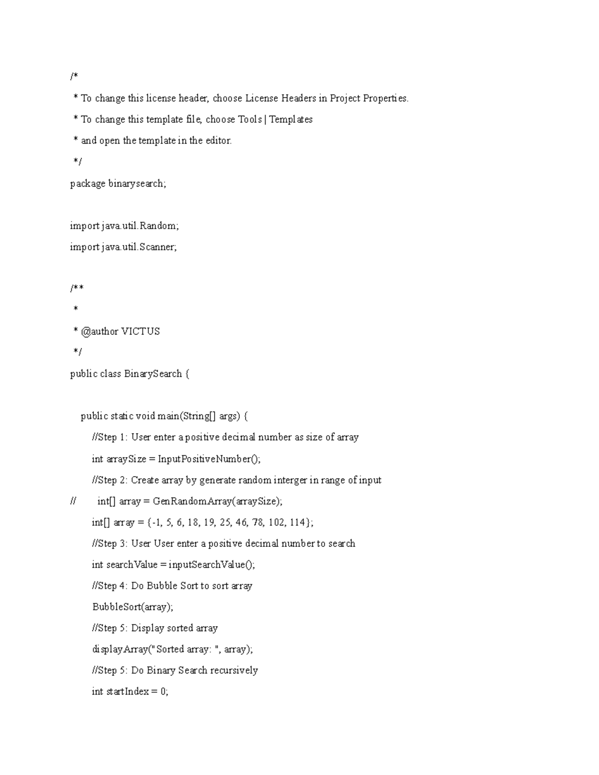 Binary Search Project for Course CS101 - Approved by TuanVM - Studocu