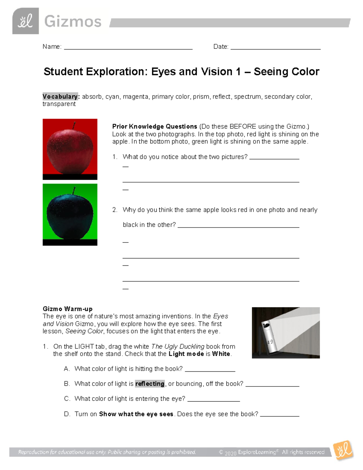 Understanding Color and Light: Student Exploration SE - Studocu