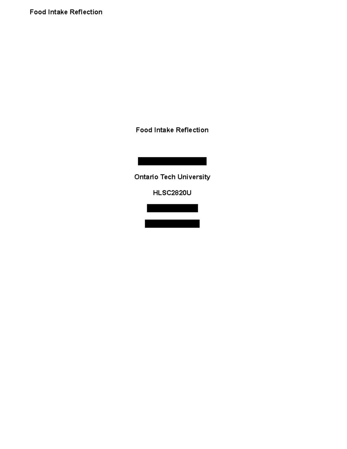 HLSC2820U Food Intake Reflection: Analyzing Dietary Choices and CFG ...