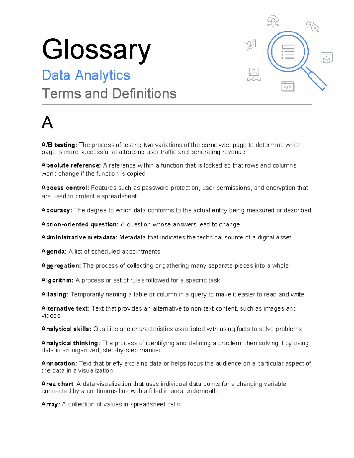 d465 Glossary DA terms and definitions - Glossary Data Analytics Terms ...