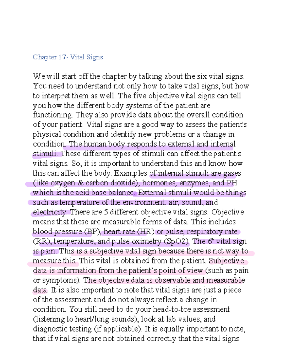 Chapter 17: Understanding & Interpreting Vital Signs in Nursing - Studocu