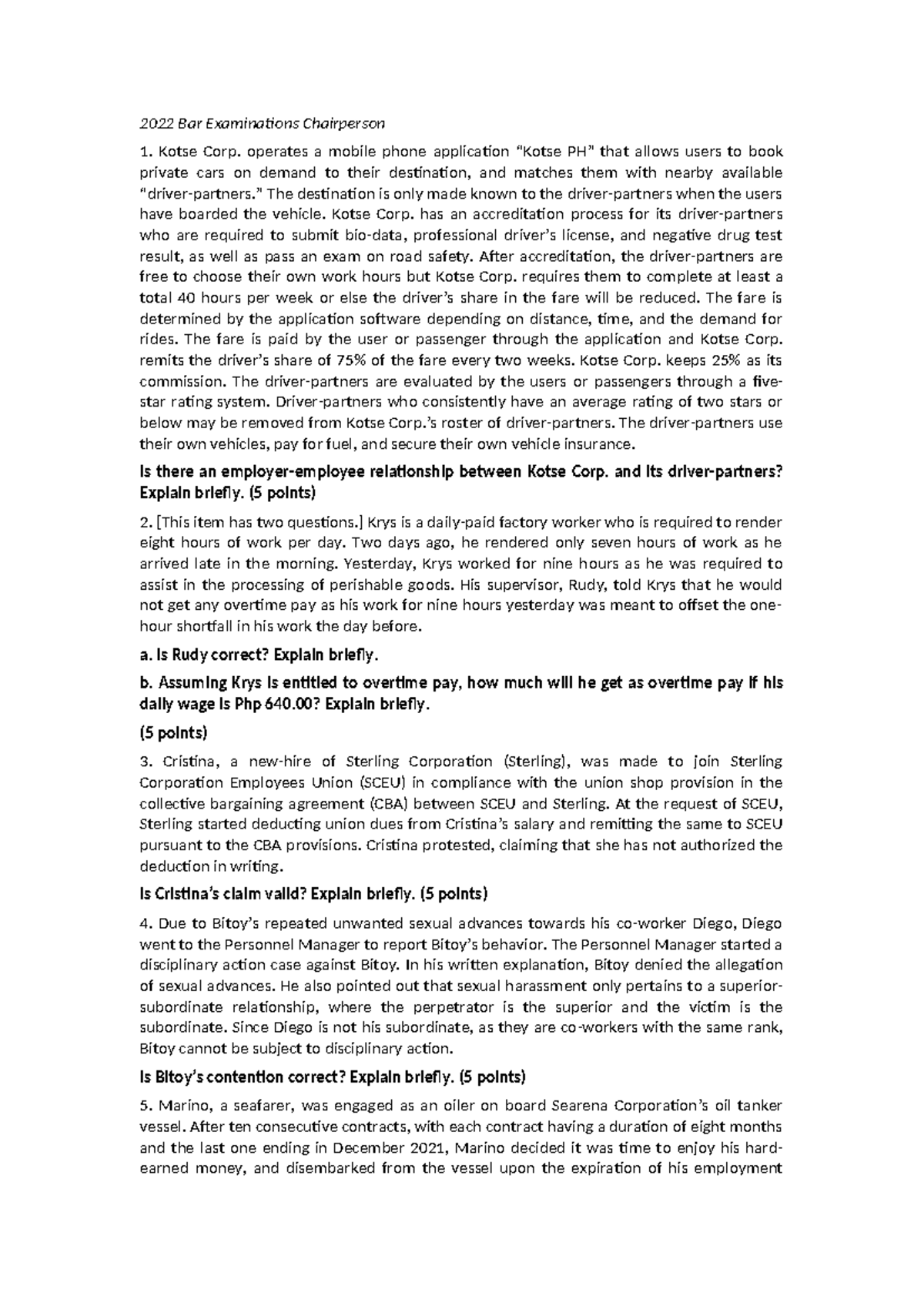 Mercantile Law Bar Exam Q&A Review (2022) - Studocu