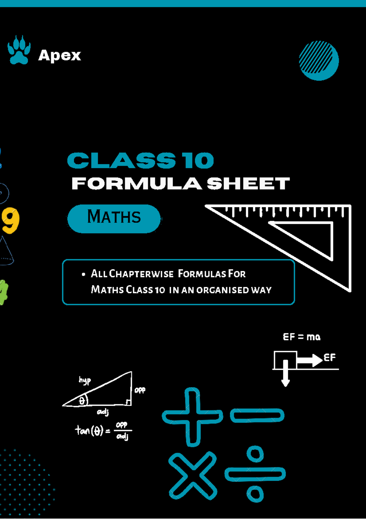 Class 10 Maths: Comprehensive Formula Sheet for All Chapters - Studocu