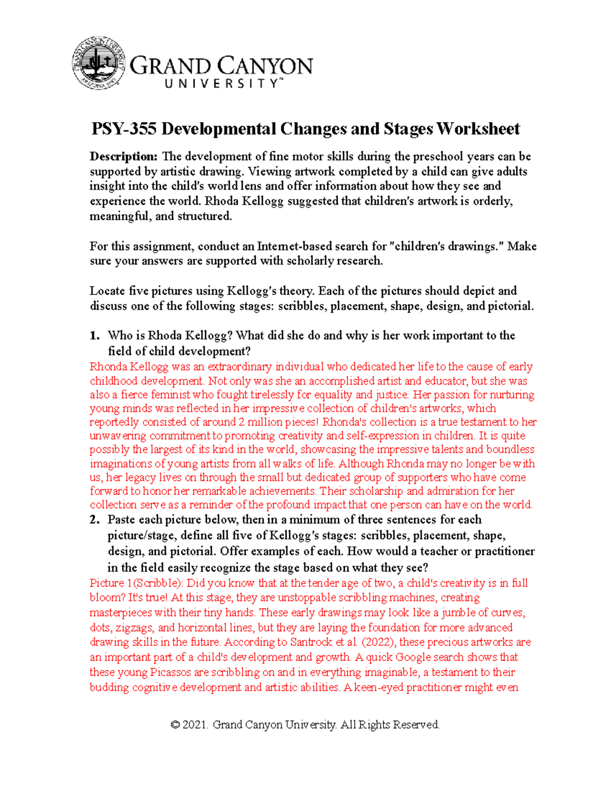 PSY-355-RS-Worksheet on Developmental Drawing Stages and Skills - Studocu