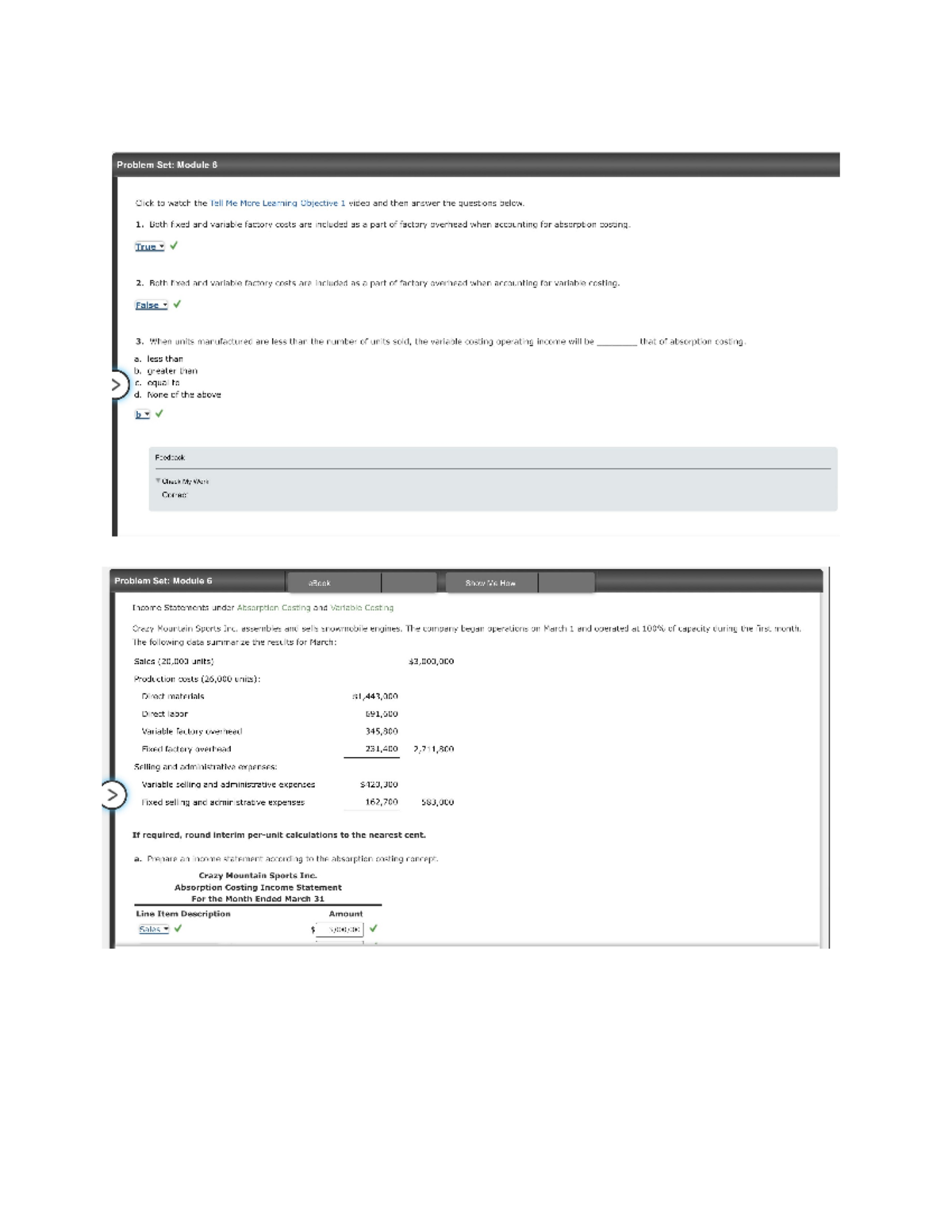 Problem Set 6: Absorption vs Variable Costing Analysis - Studocu