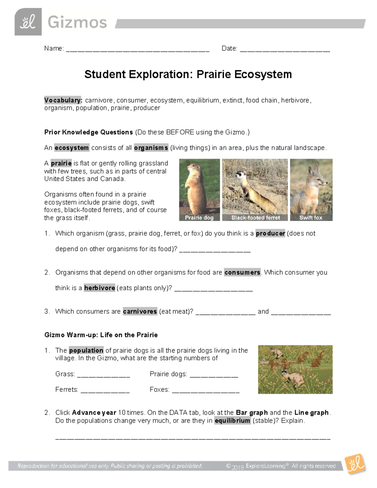 Prairie Ecosystem Exploration SE - 2019 Study Guide - Studocu