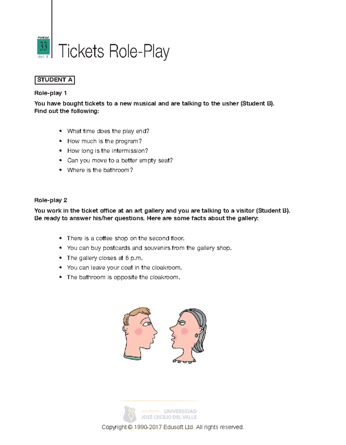 08 Basic III Unit 8 Tickets Role-Play Handout for Students - Studocu