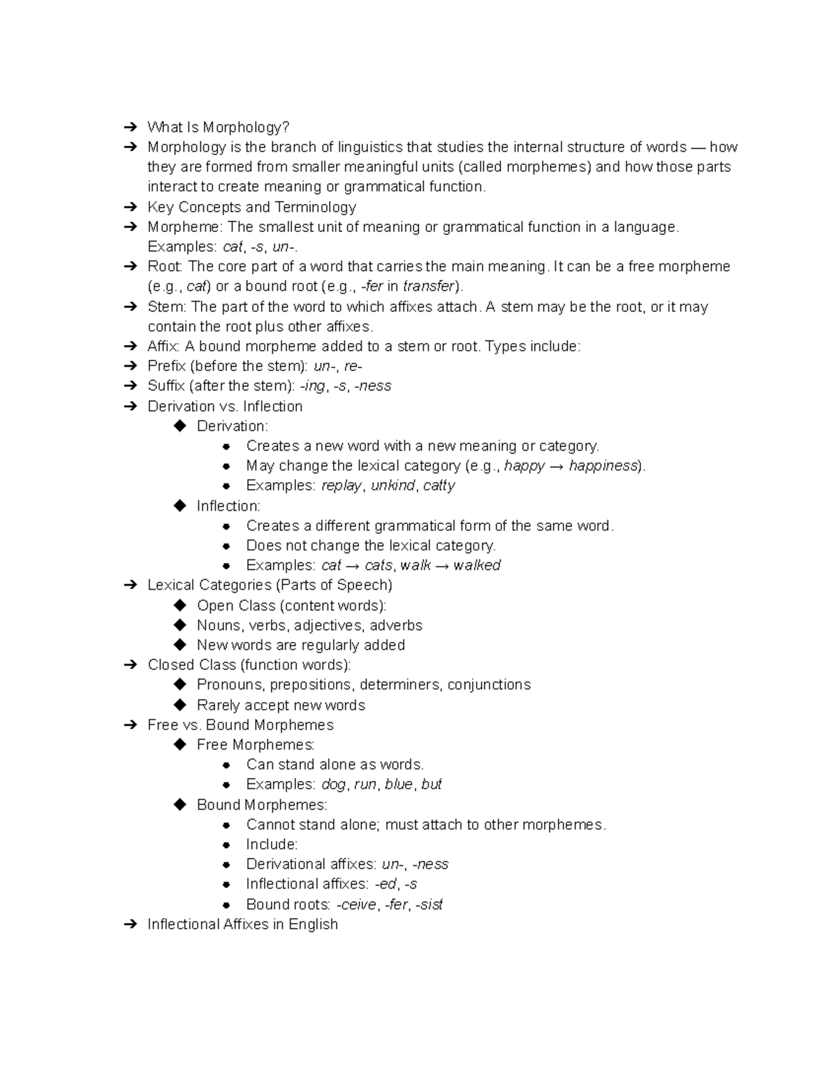 Morphology (LING 101): Understanding Word Formation & Structure - Studocu