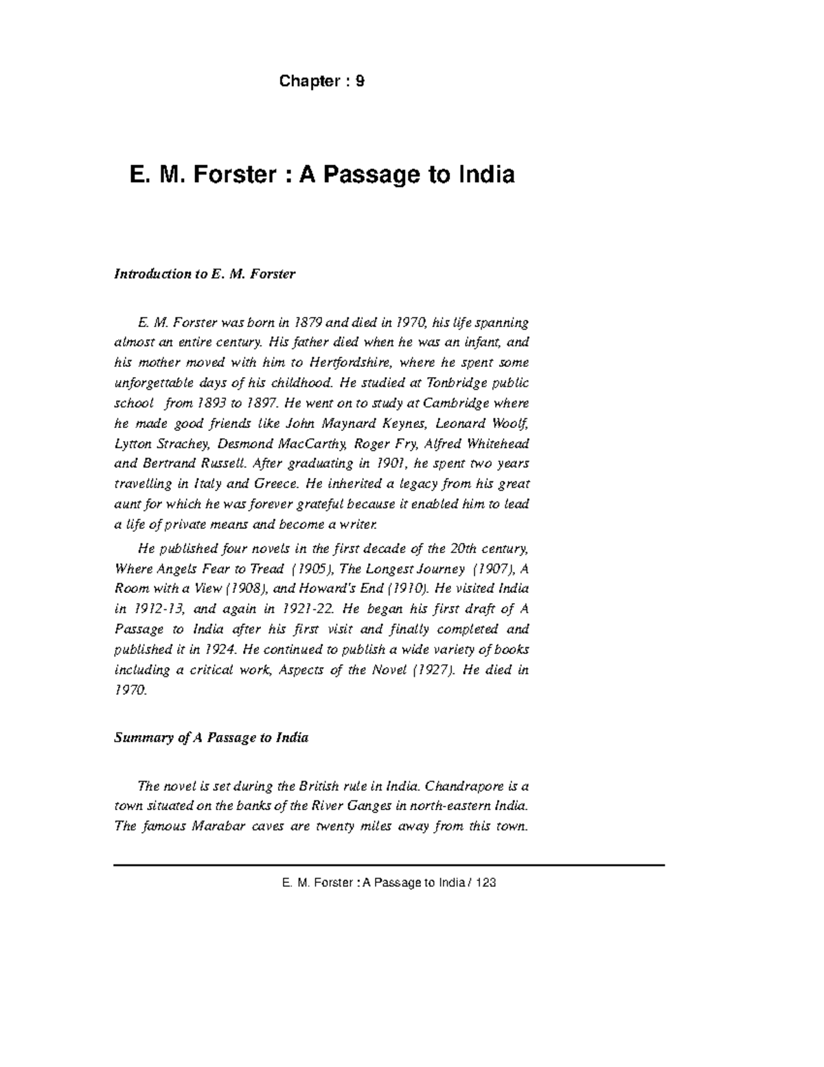 Ch-9: E. M. Forster's A Passage to India - Characterization & Themes ...