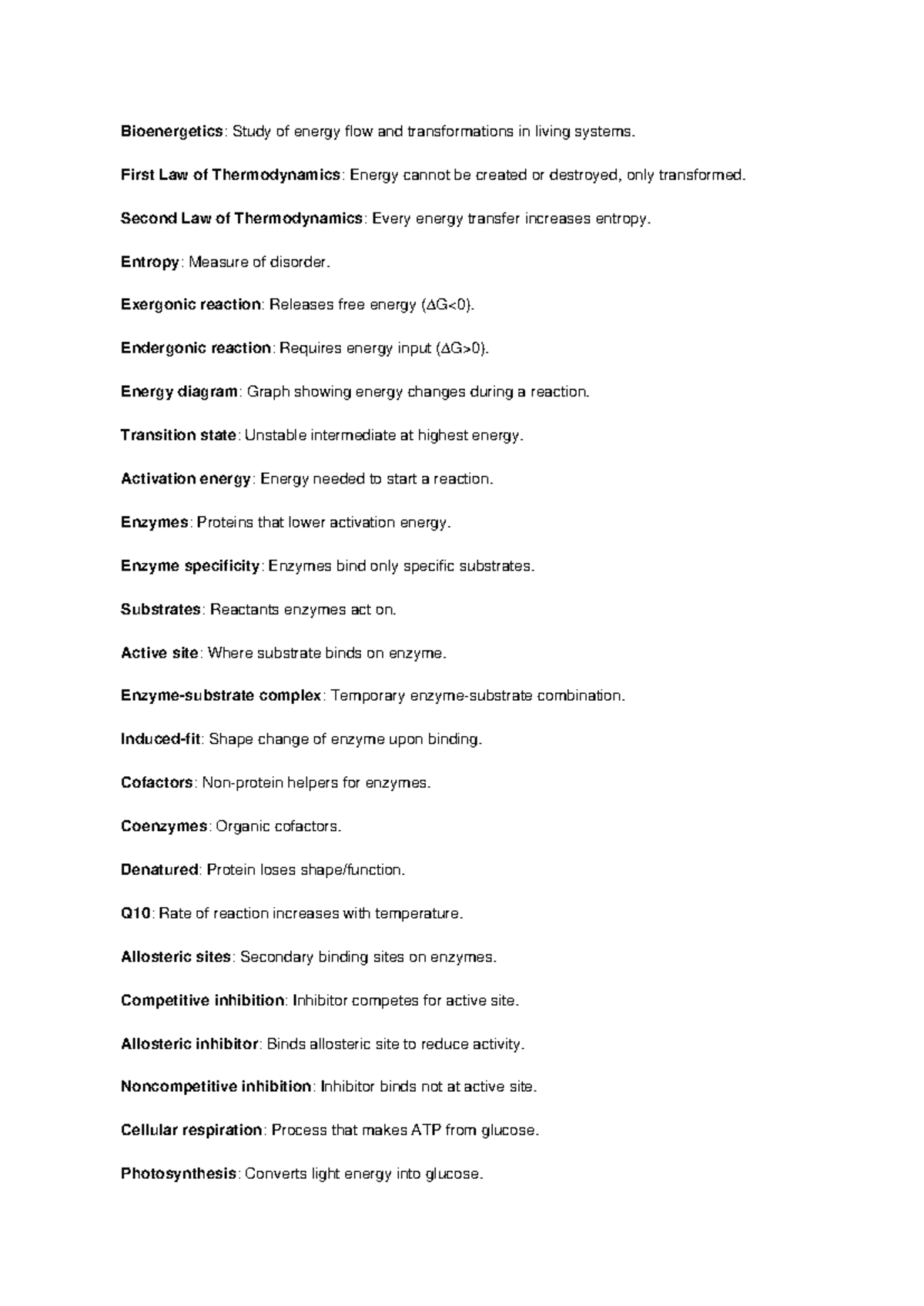 AP Bio Unit 3 Key Terms: Photosynthesis & Bioenergetics Study Guide ...