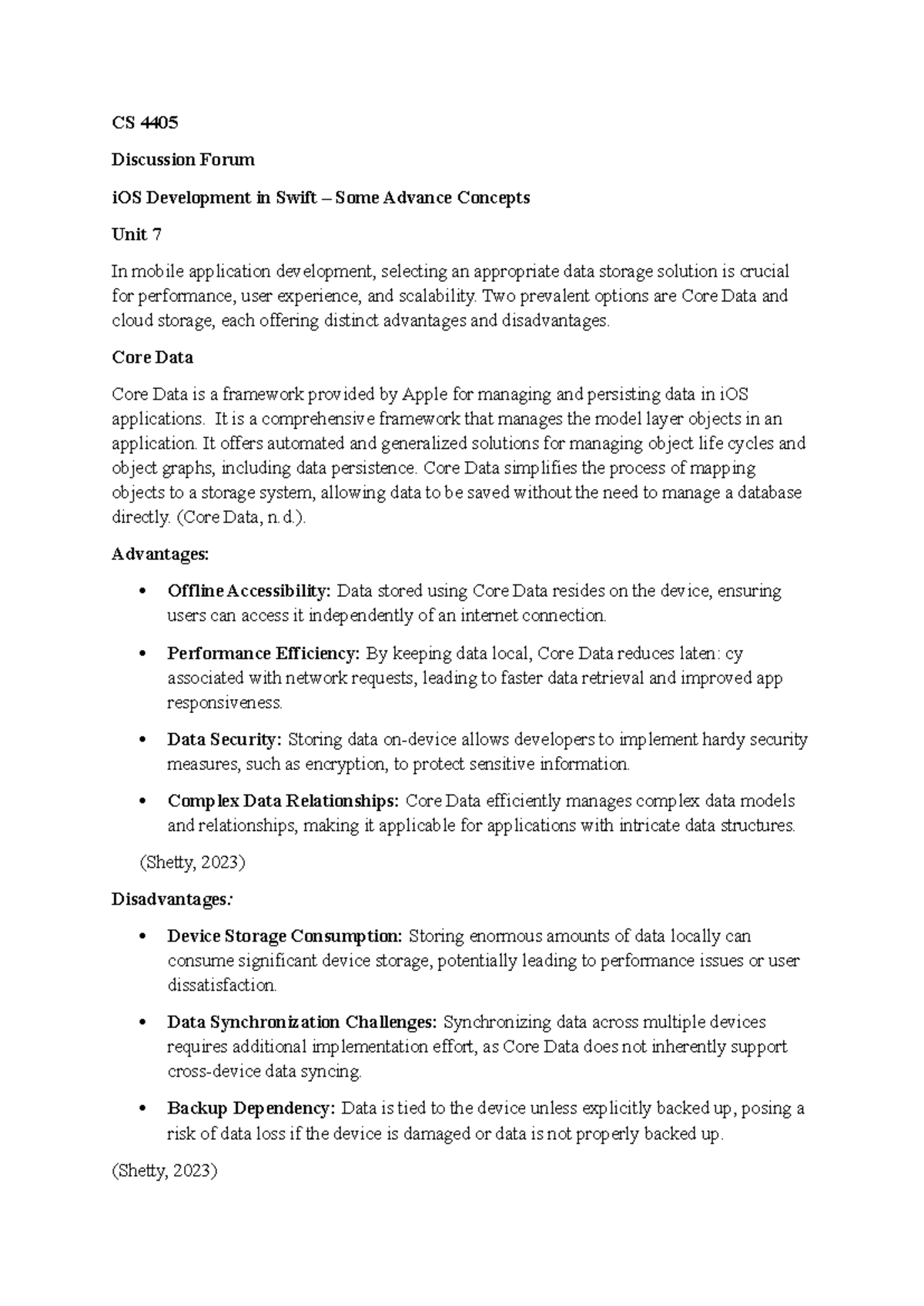 CS 4405 Discussion Forum Unit 7 - CS 4405 Discussion Forum iOS ...