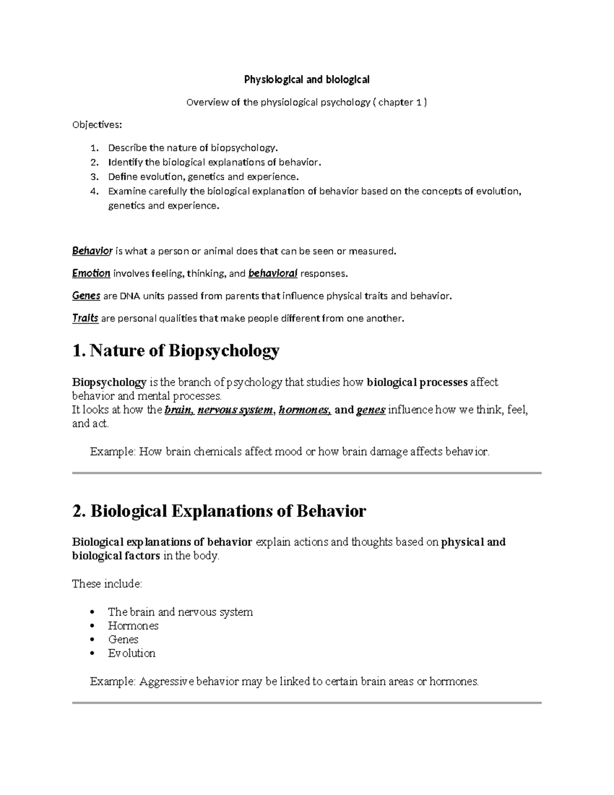 Physiological Psychology Overview (Chapter 1) - Biopsychology Insights ...