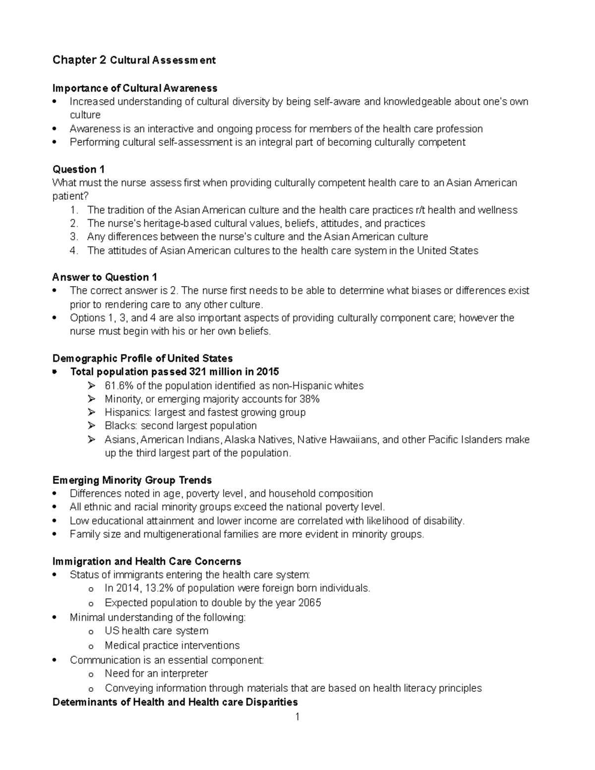 Ch 2 - Lecture Notes: Cultural Assessment & Competence in Healthcare ...