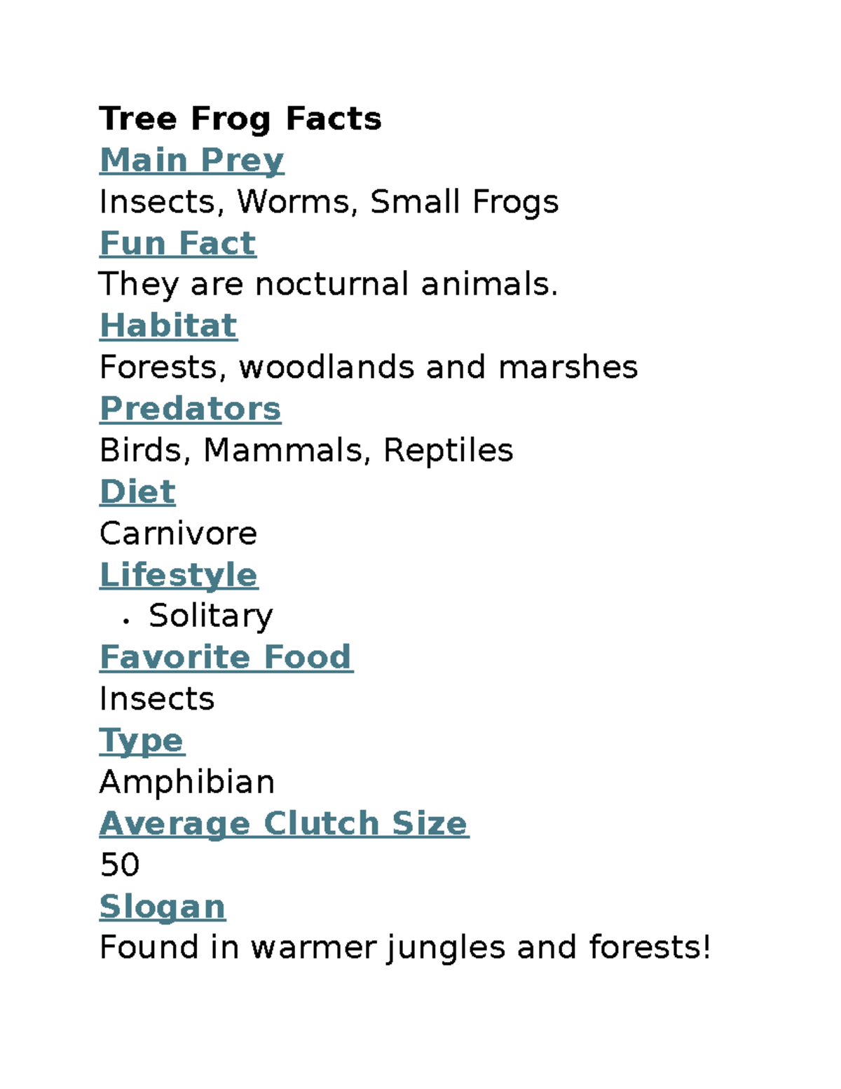 Tree Frog trivia - humanities and social sciences - Tree Frog Facts ...