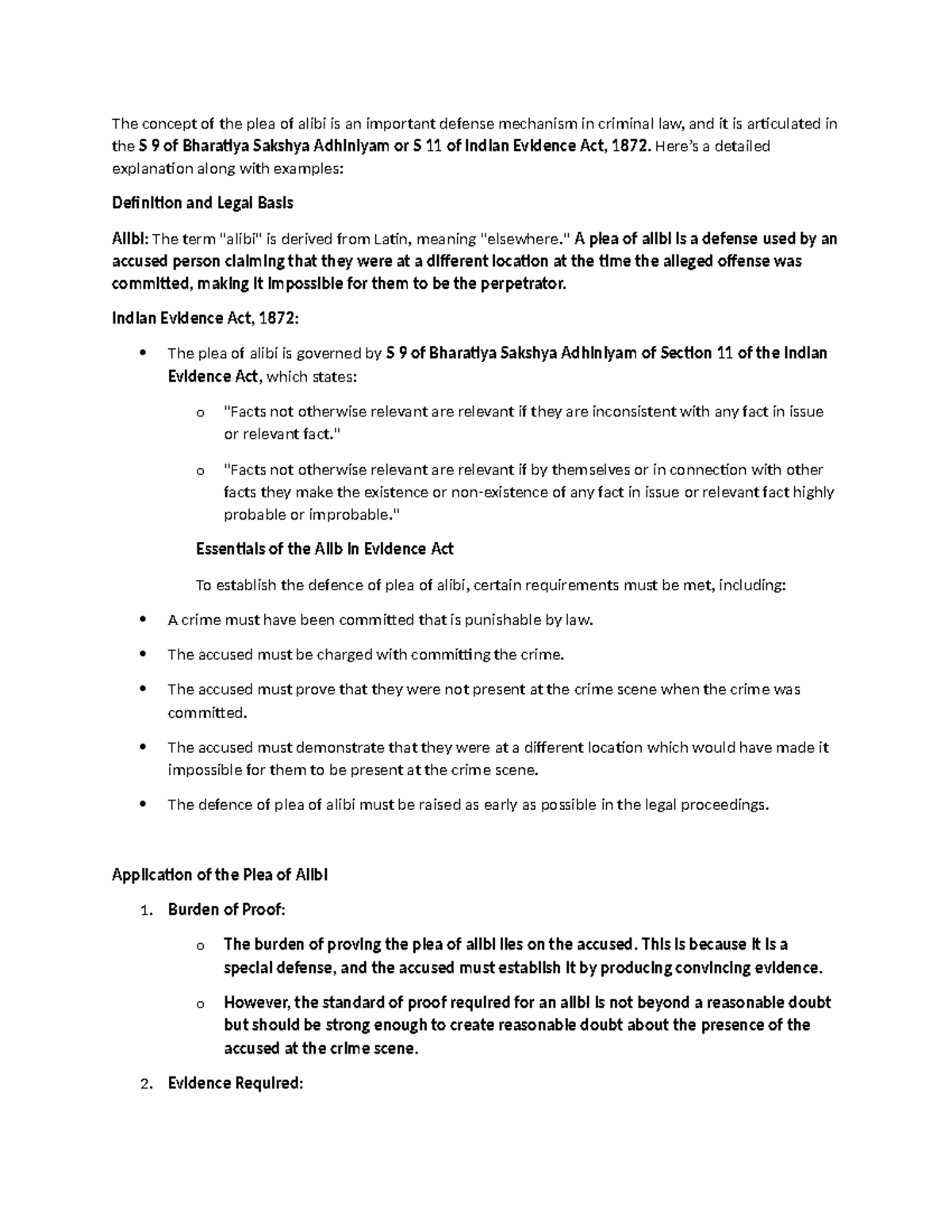 Evidence of Plea of Alibi: Legal Basis & Application in Criminal Law ...