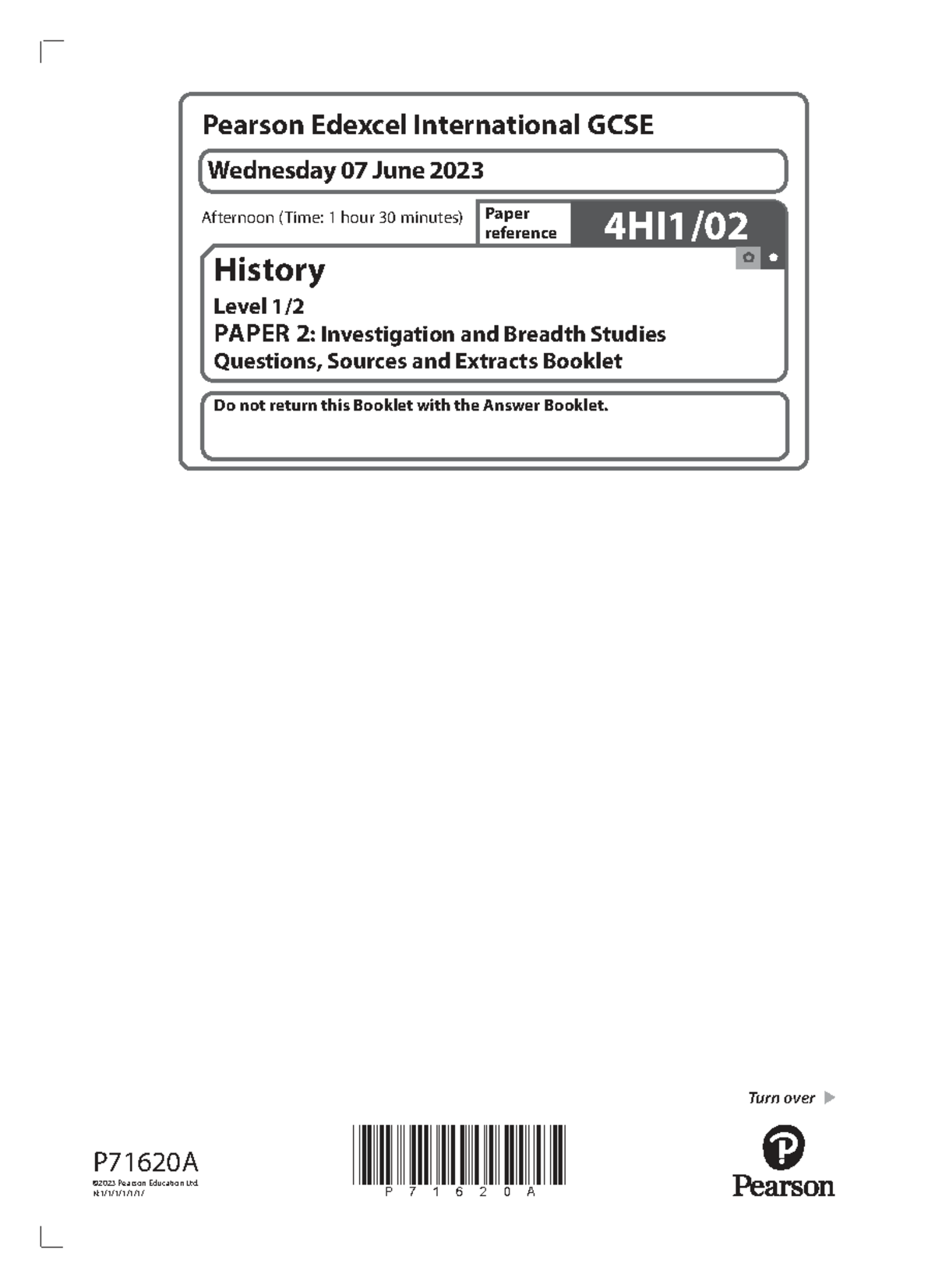 History Paper 1: Edexcel International GCSE Exam - June 2023 - Studocu