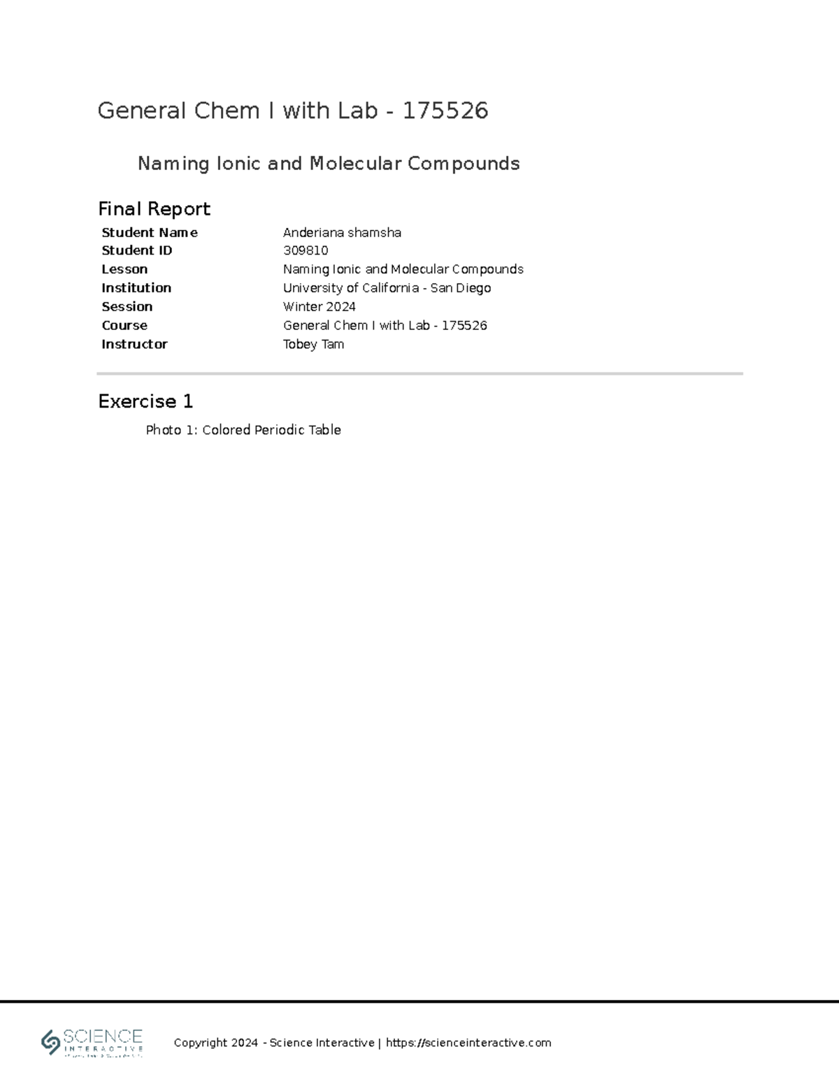 General Chem Iwith Lab 175526 Naming Ionicand Molecular Compounds ...