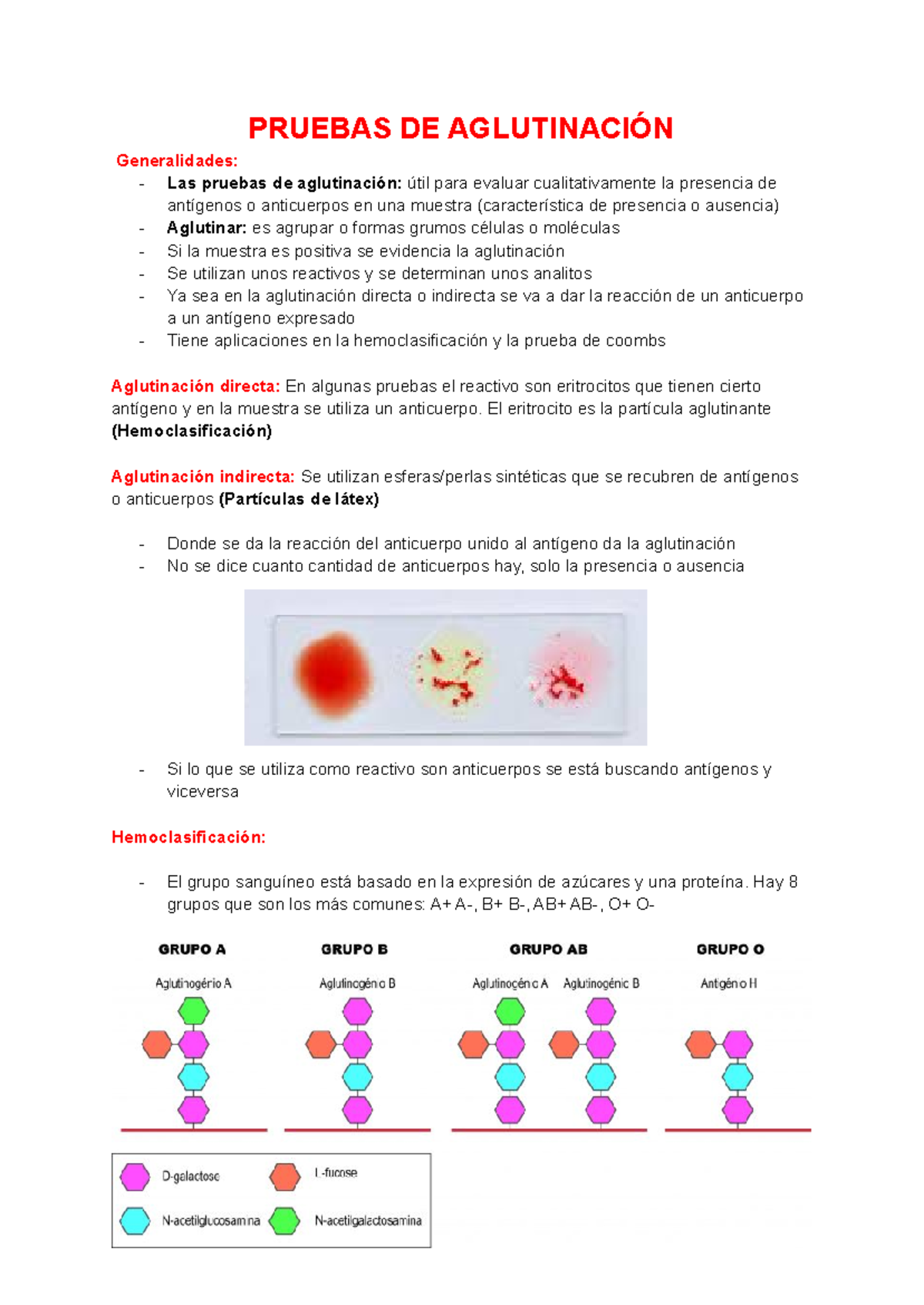 Pruebas de Aglutinación: Fundamentos y Aplicaciones Clínicas - Studocu