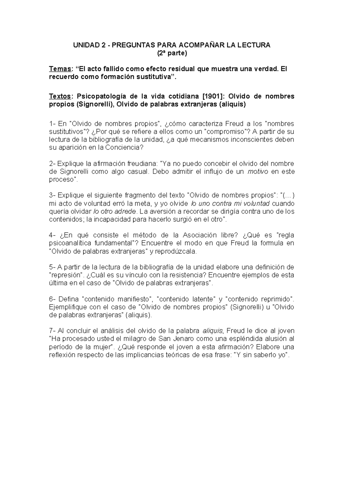 Preguntas para Acompañar la Lectura - UNIDAD 2 (2ª parte) - Studocu