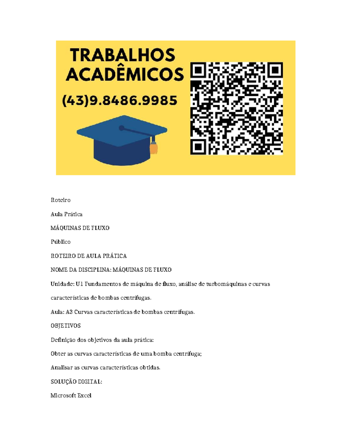 Roteiro de Aula Prática - Máquinas de Fluxo U1: Curvas Características ...
