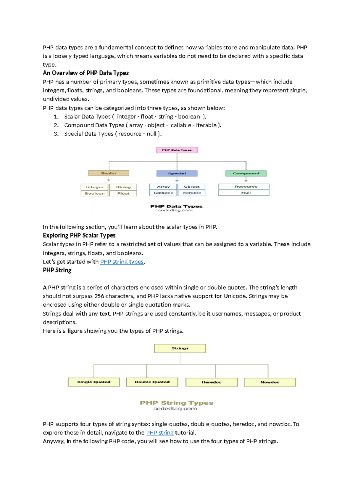 PHP Data Types Overview - My Own Notes - Studocu