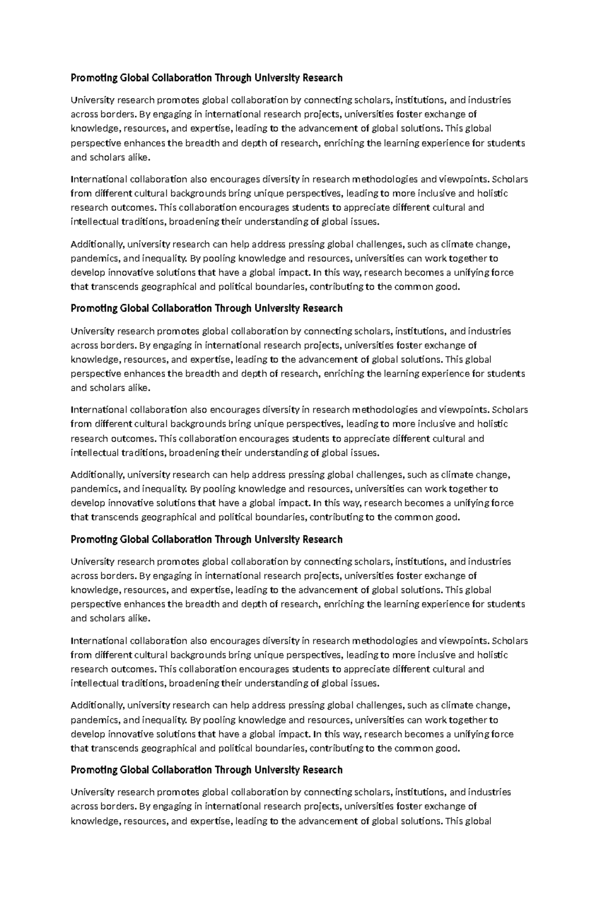 Global Collaboration in University Research: Bridging Borders for ...