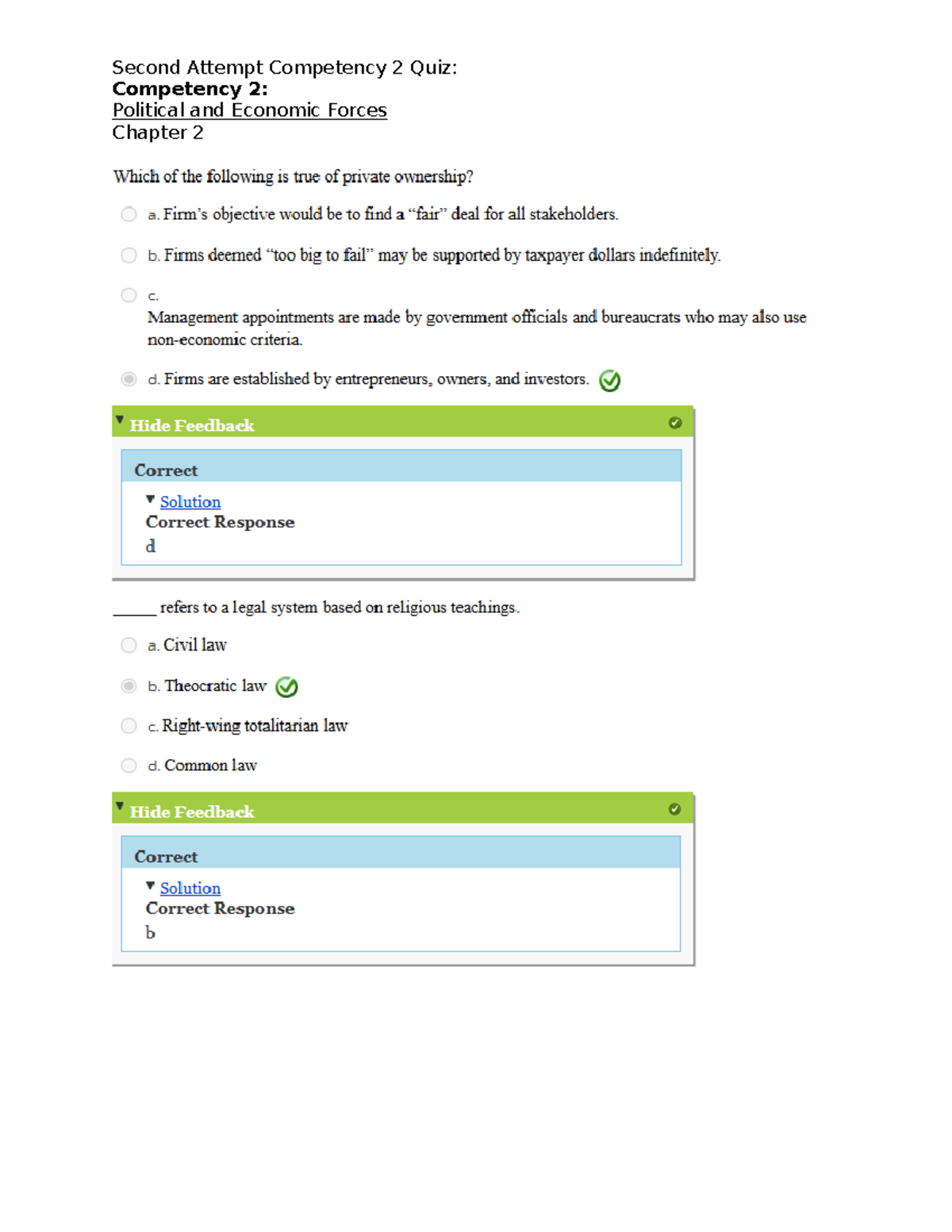 Competency 2 Quiz: Understanding Political and Economic Forces - Studocu