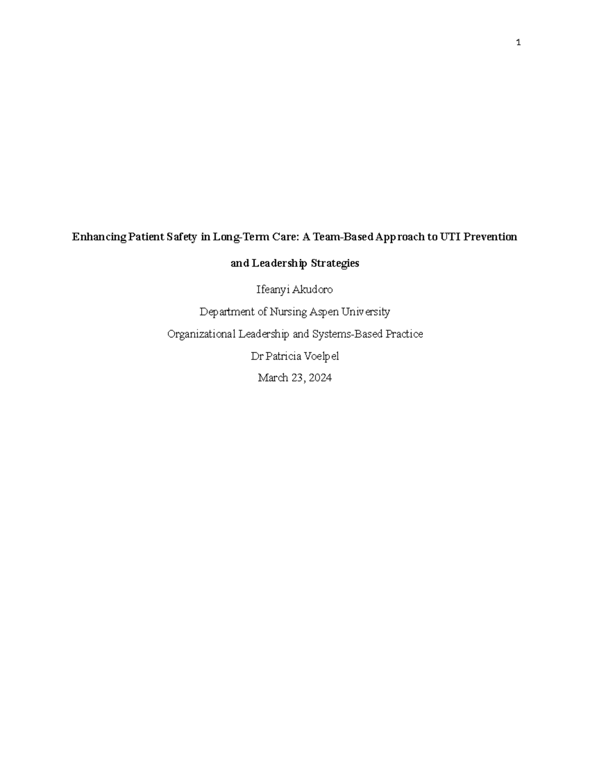 Enhancing Patient Safety: UTI Prevention Strategies in DNP855-MOD6 ...