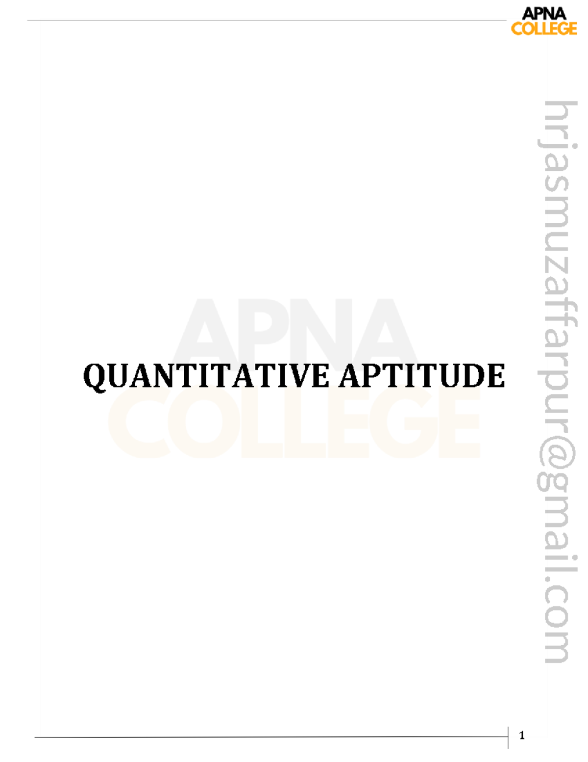 APNA COLLEGE Quantitative Aptitude Preparation Sheet: Key Concepts & Solutions - Studocu