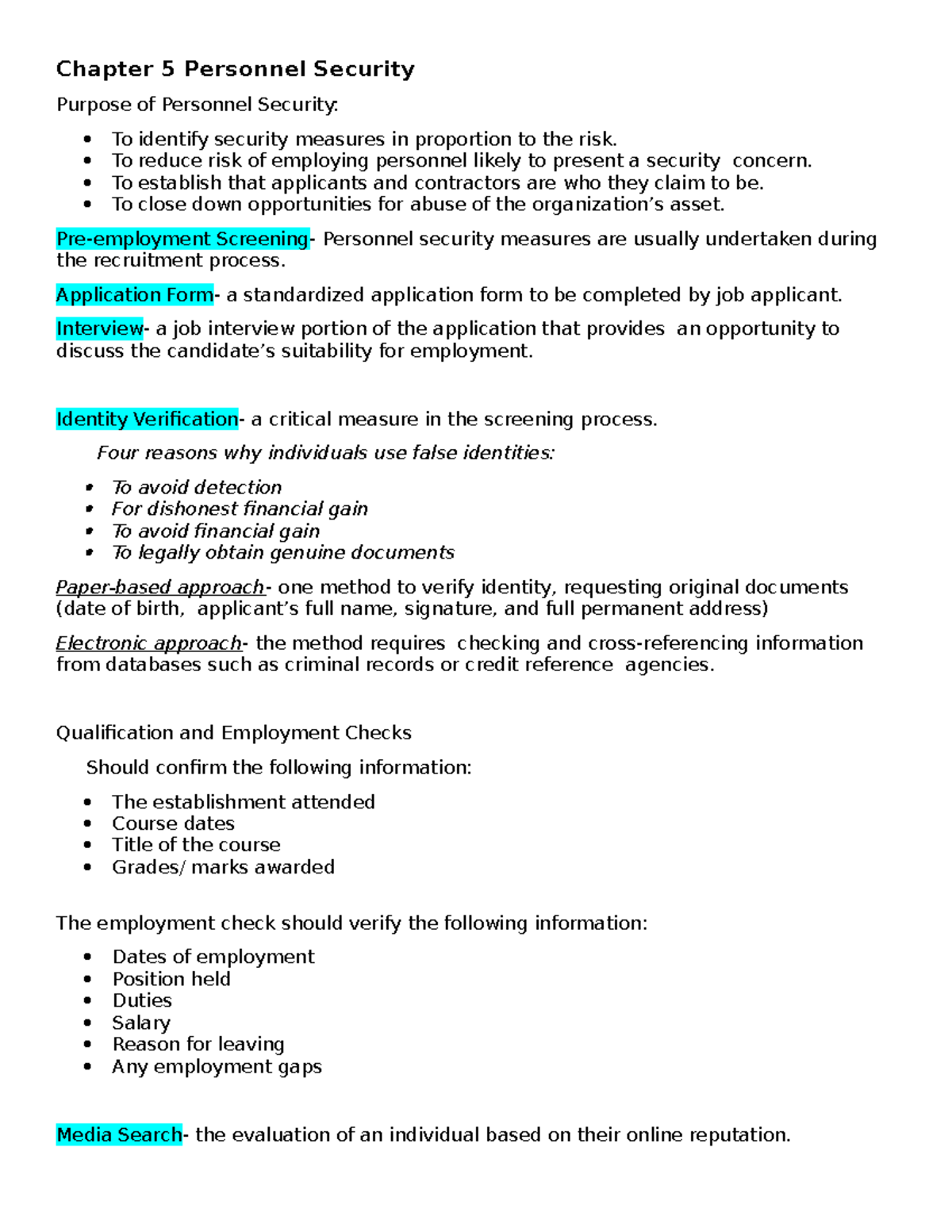 Personnel Security, Document Management, and Risk Analysis Overview (PS ...